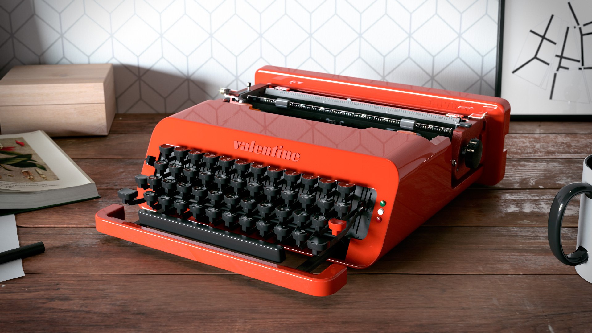3D Olivetti Valentine Typewriter Model - TurboSquid 1355141