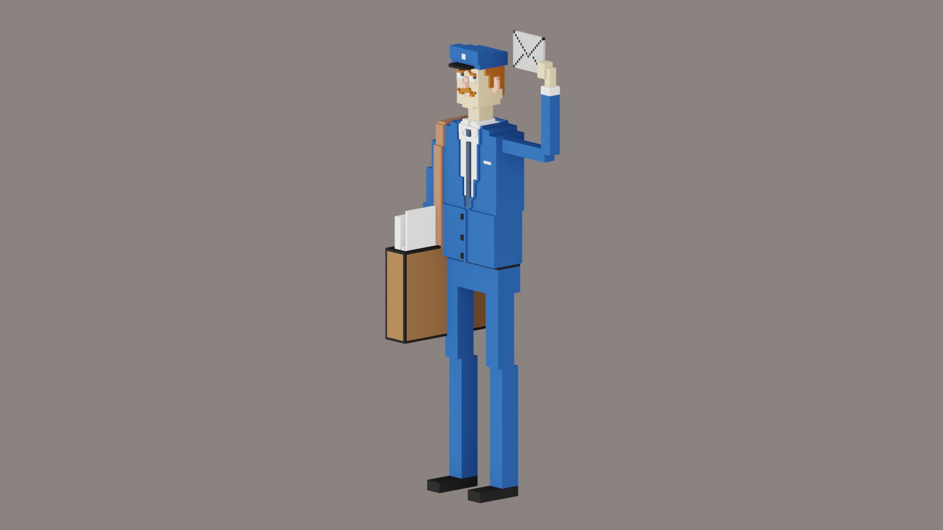 3D Cartoon 8 Bit Voxel Art Postman Holding Mail Low Poly - TurboSquid ...