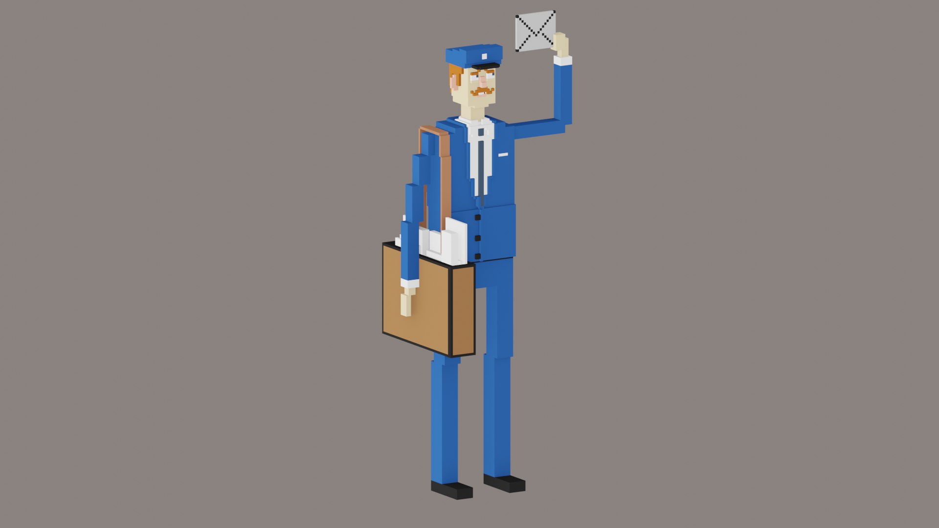 3D Cartoon 8 Bit Voxel Art Postman Holding Mail Low Poly - TurboSquid ...