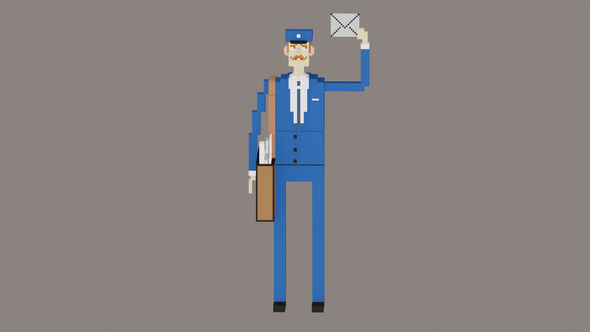 3D Cartoon 8 Bit Voxel Art Postman Holding Mail Low Poly - TurboSquid ...