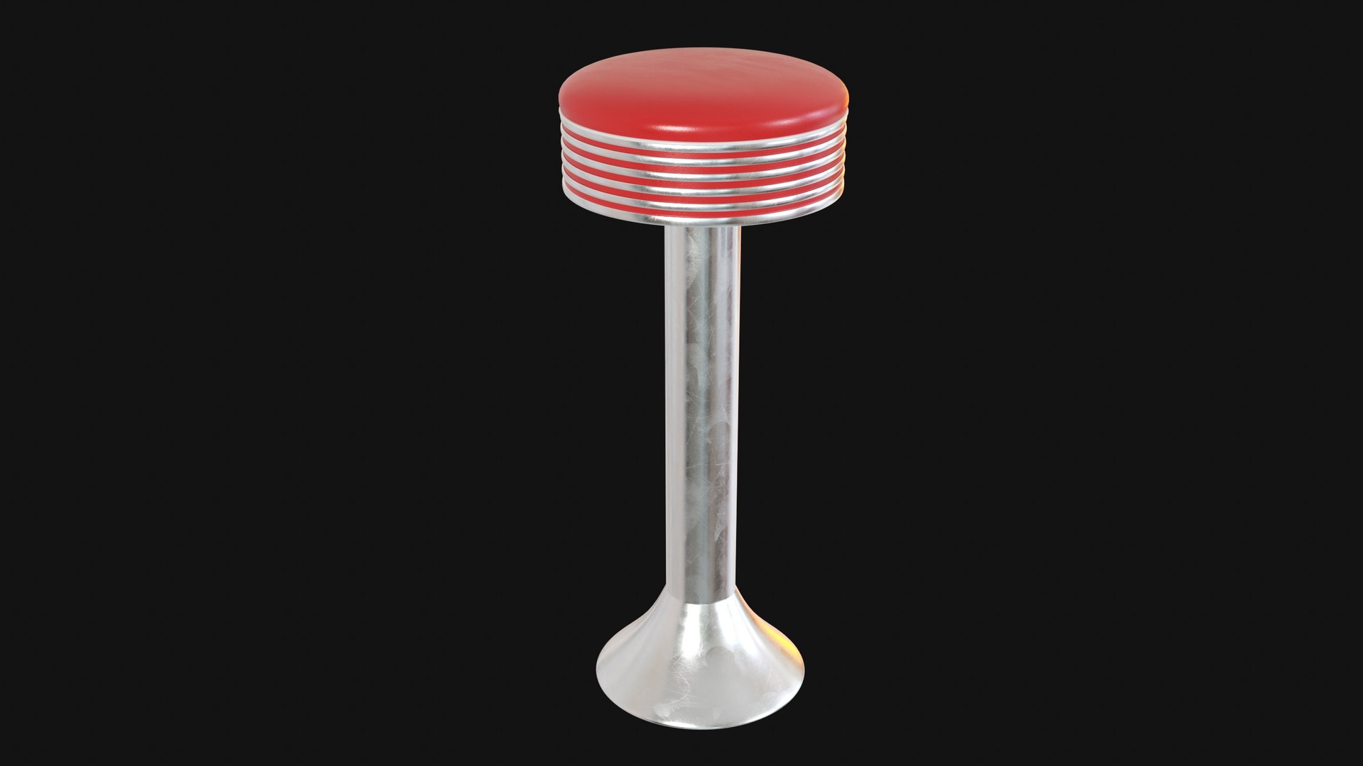 Bar Stool Retro Diner Restaurant 50s 3D Model - TurboSquid 1997237