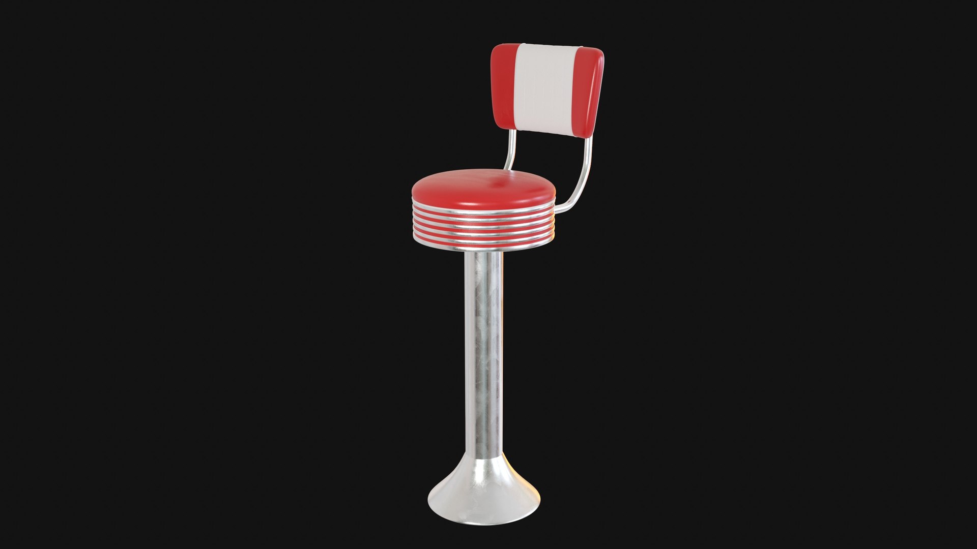 Bar Stool Retro Diner Restaurant 50s 3D Model - TurboSquid 1997237