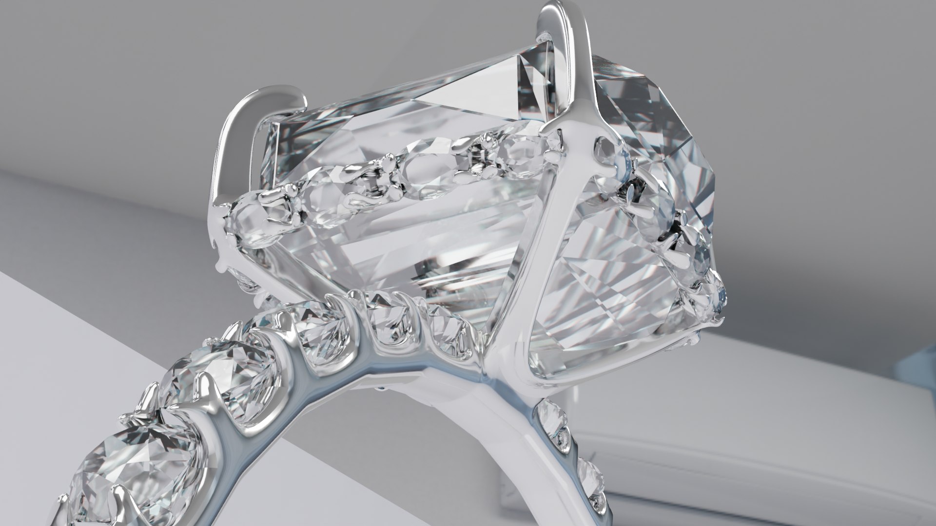 Platinum Ring With Square Dimond 3D Model - TurboSquid 2282441