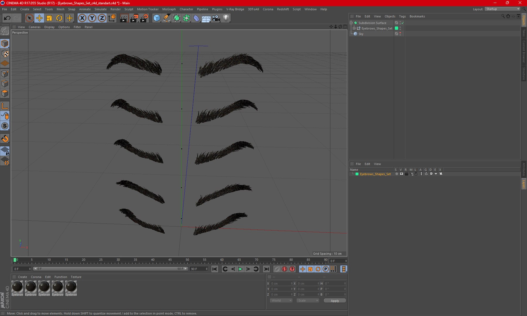 Eyebrows Shapes Set 3D Model - TurboSquid 2214376