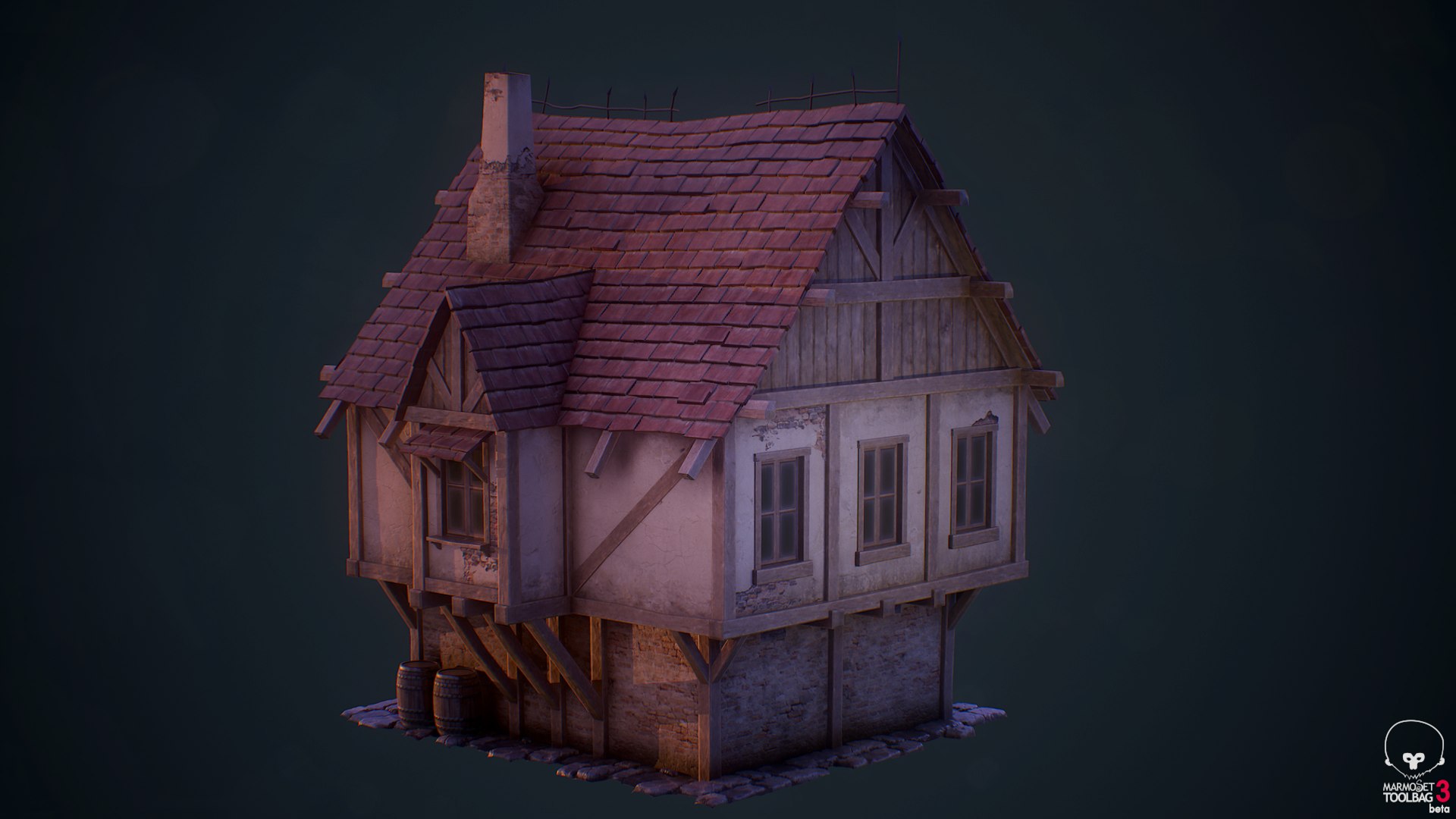 3d obj medieval house