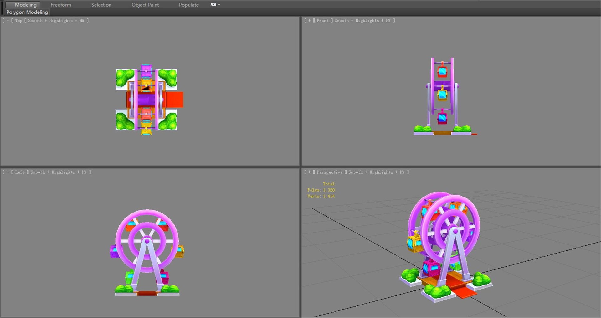 3D Cartoon Ferris Wheel - Amusement Park Equipment - TurboSquid 2111957