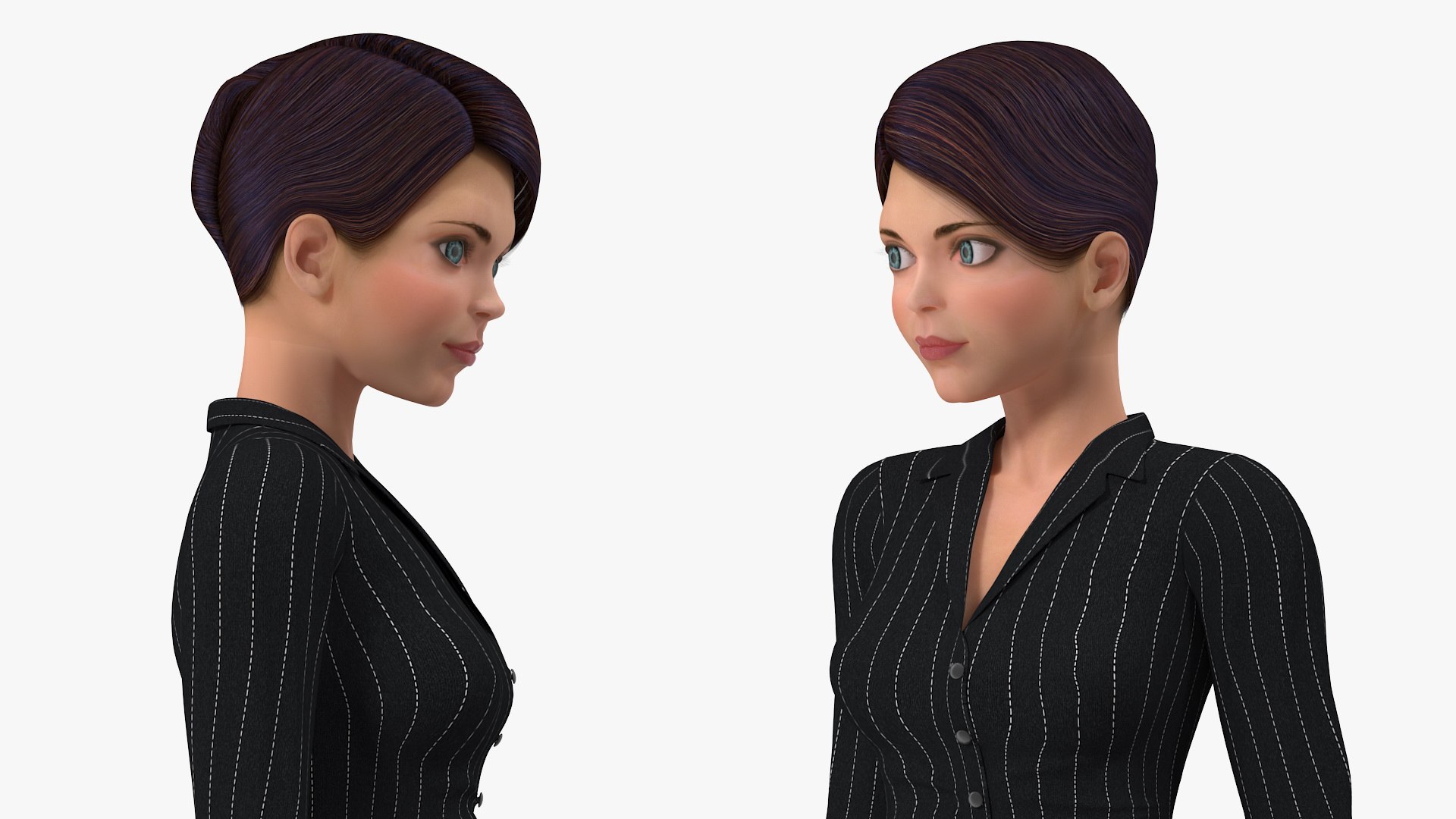 3D cartoon young girl office - TurboSquid 1440349