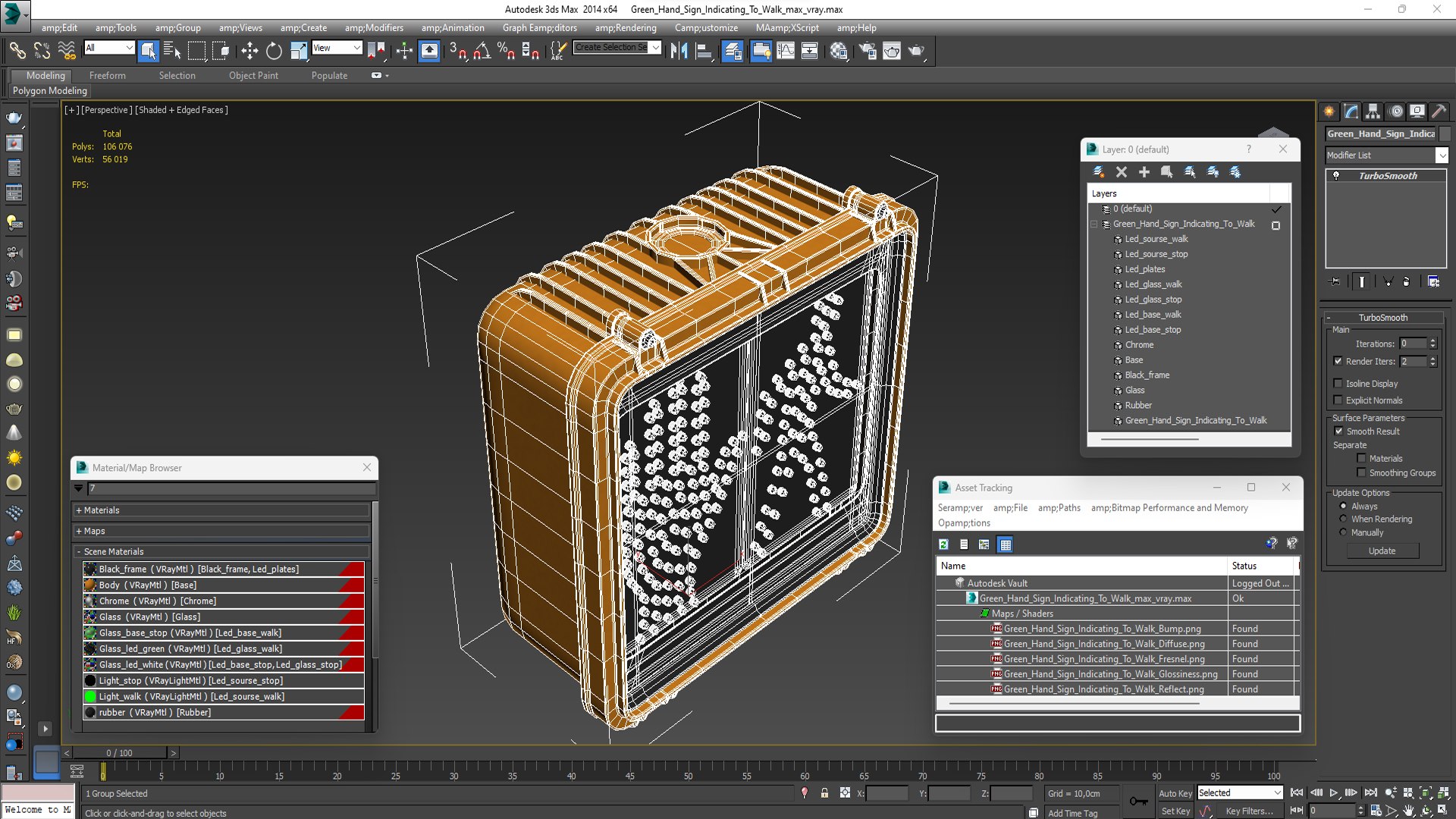 3D Green Hand Sign Indicating To Walk Model - TurboSquid 2144512