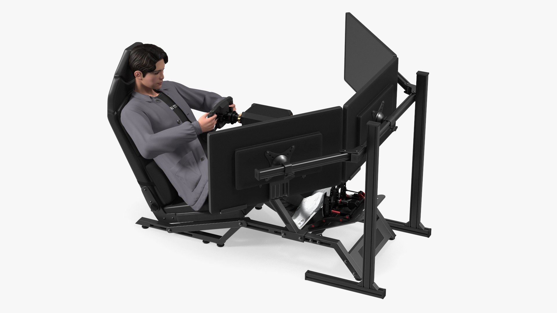 3D model Man Sitting in a Racing Simulator Rig - TurboSquid 2061409