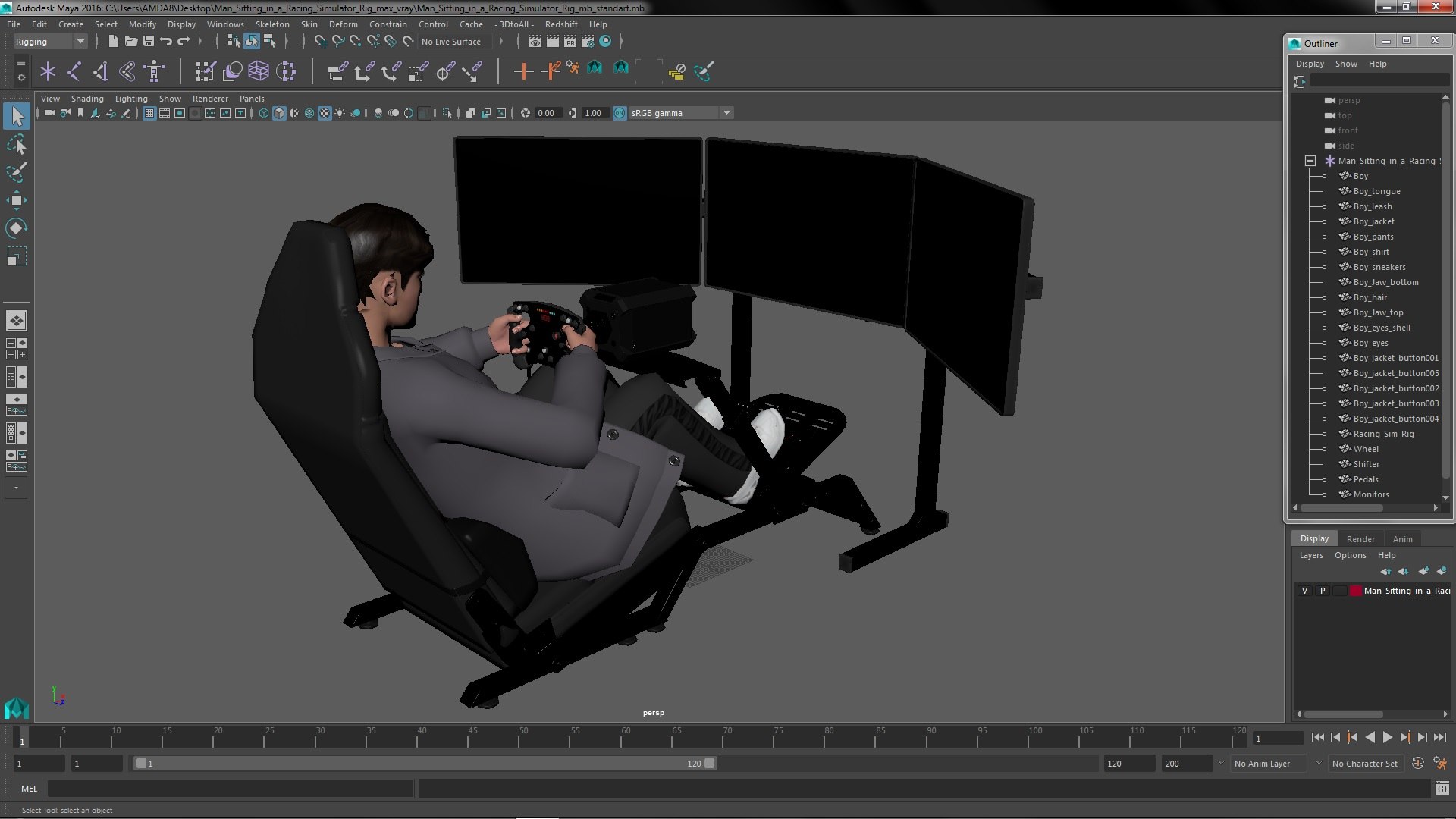 3D model Man Sitting in a Racing Simulator Rig - TurboSquid 2061409