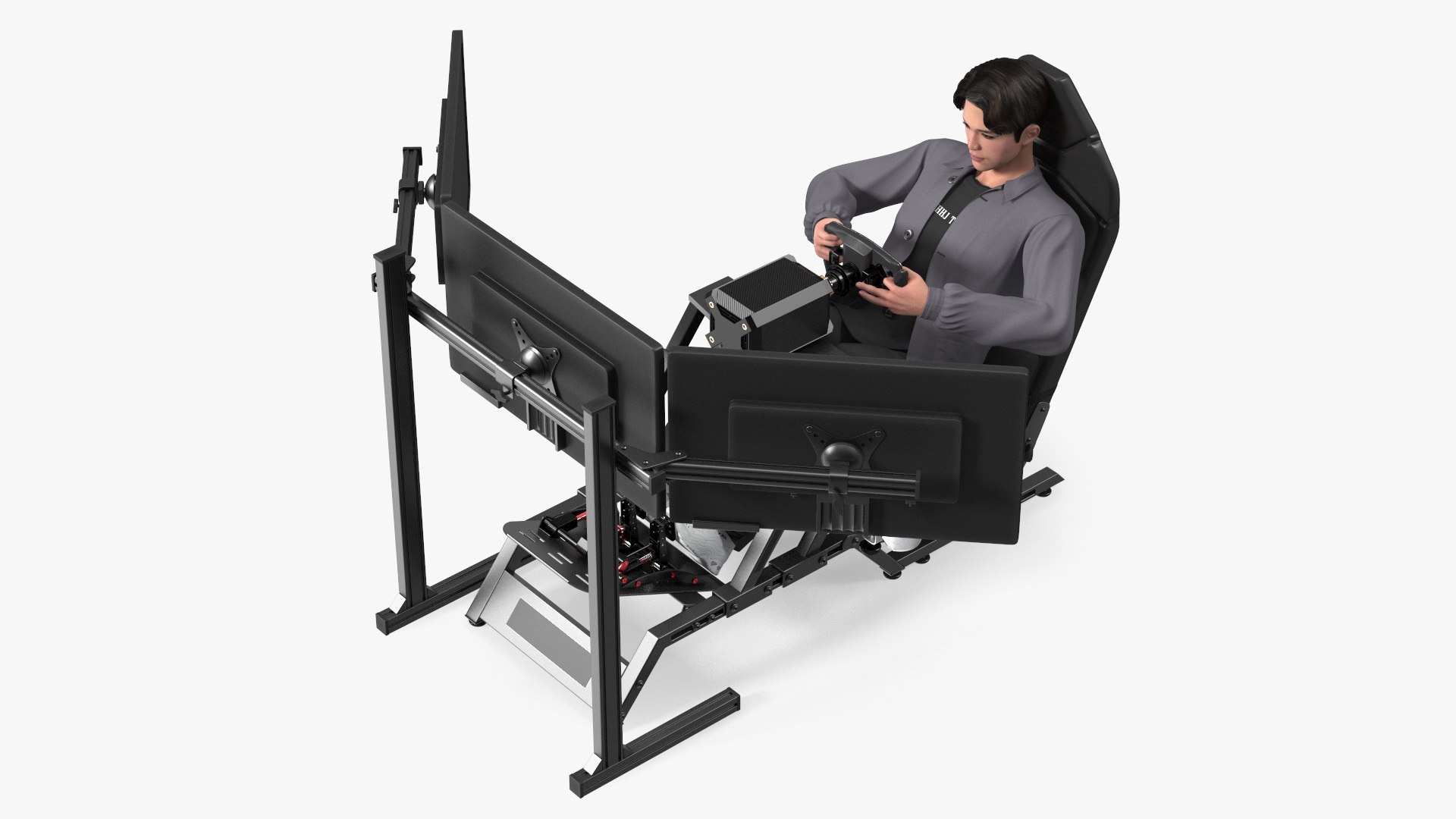 3D model Man Sitting in a Racing Simulator Rig - TurboSquid 2061409
