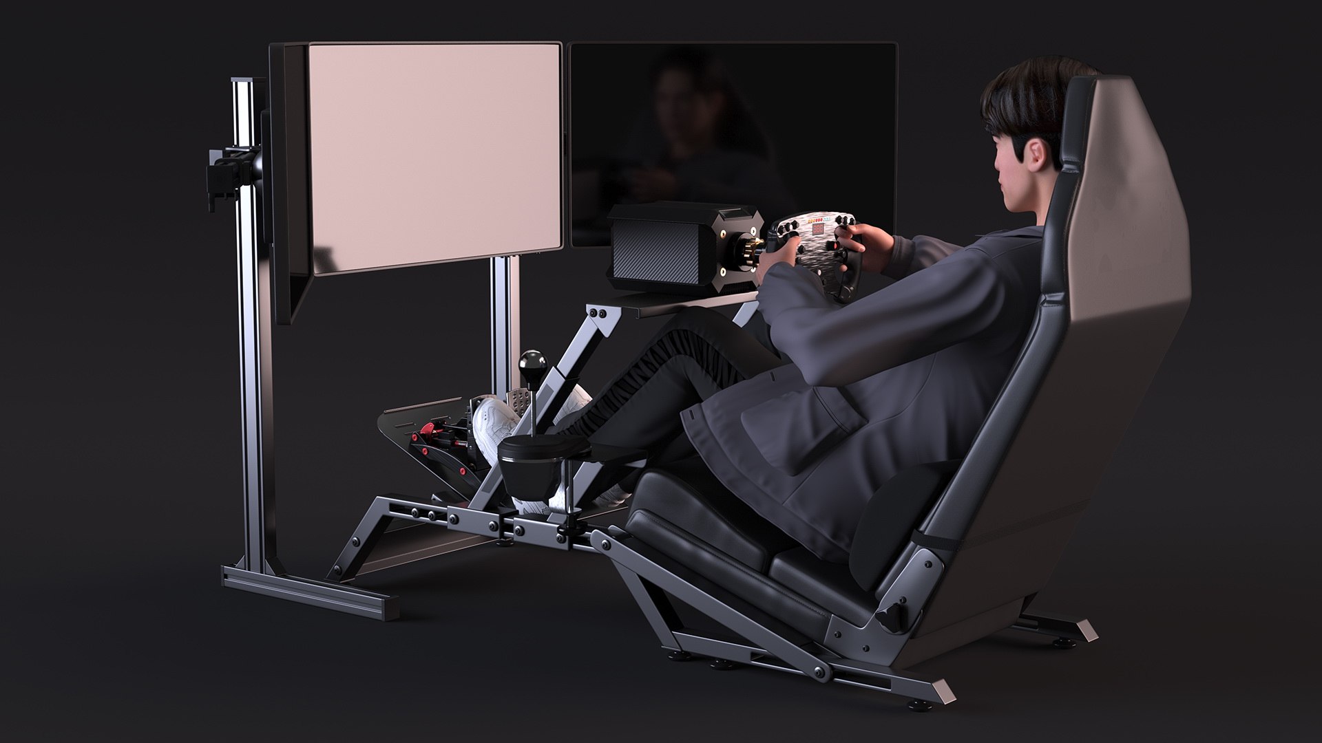 3D model Man Sitting in a Racing Simulator Rig - TurboSquid 2061409