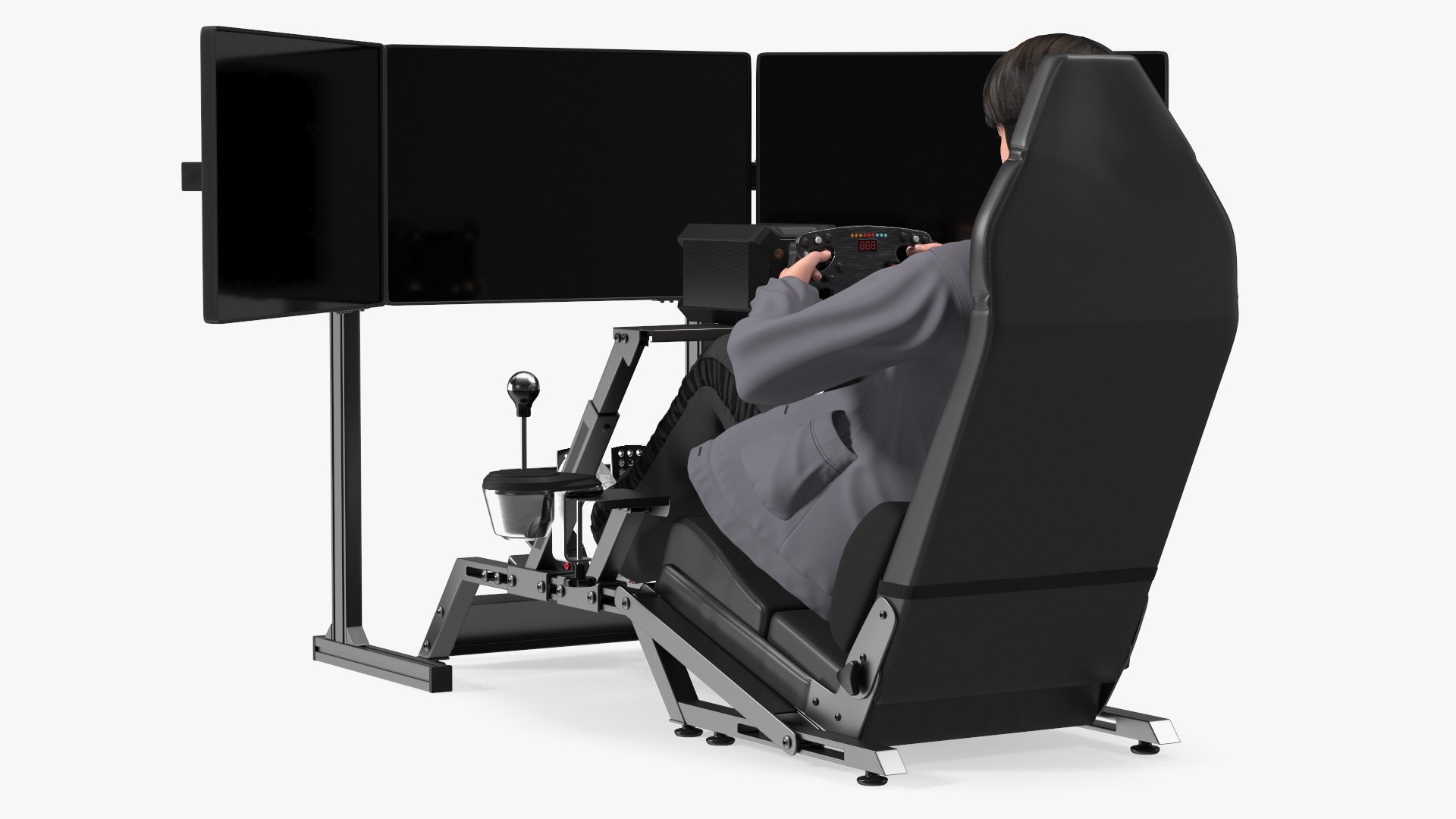 3D model Man Sitting in a Racing Simulator Rig - TurboSquid 2061409