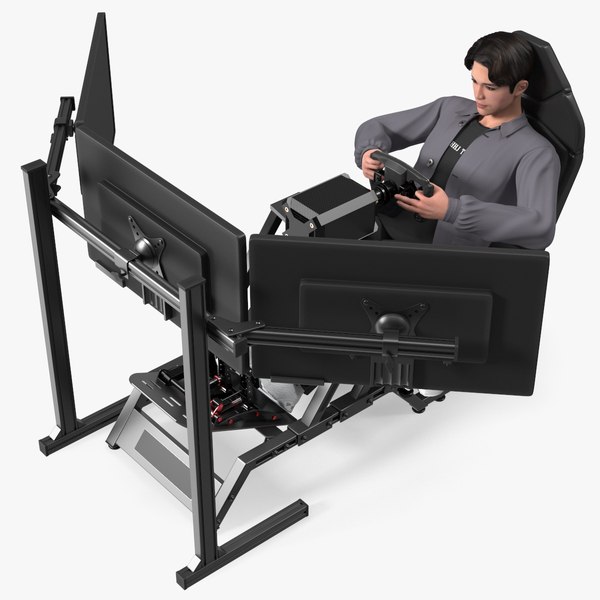 레이싱 시뮬레이터 장비에 앉아 있는 남자 3D 모델 - TurboSquid 2061409