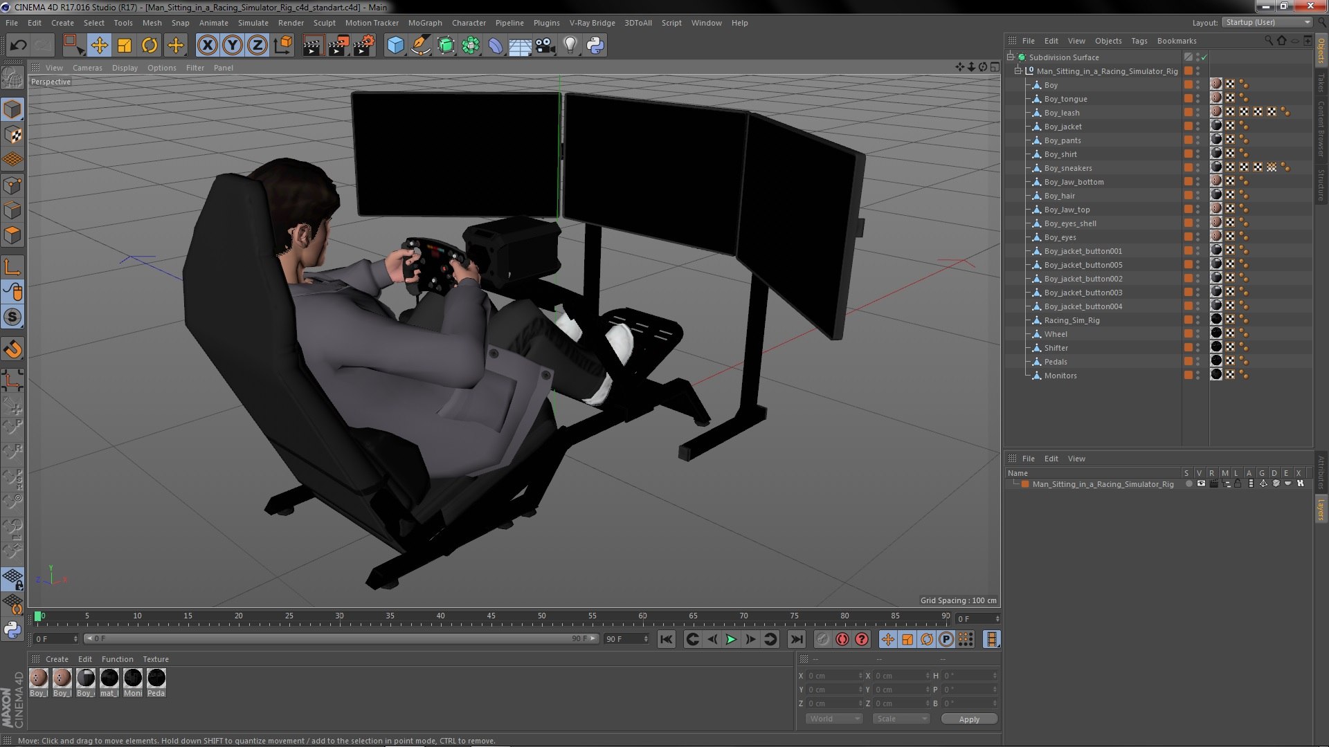 3D model Man Sitting in a Racing Simulator Rig - TurboSquid 2061409