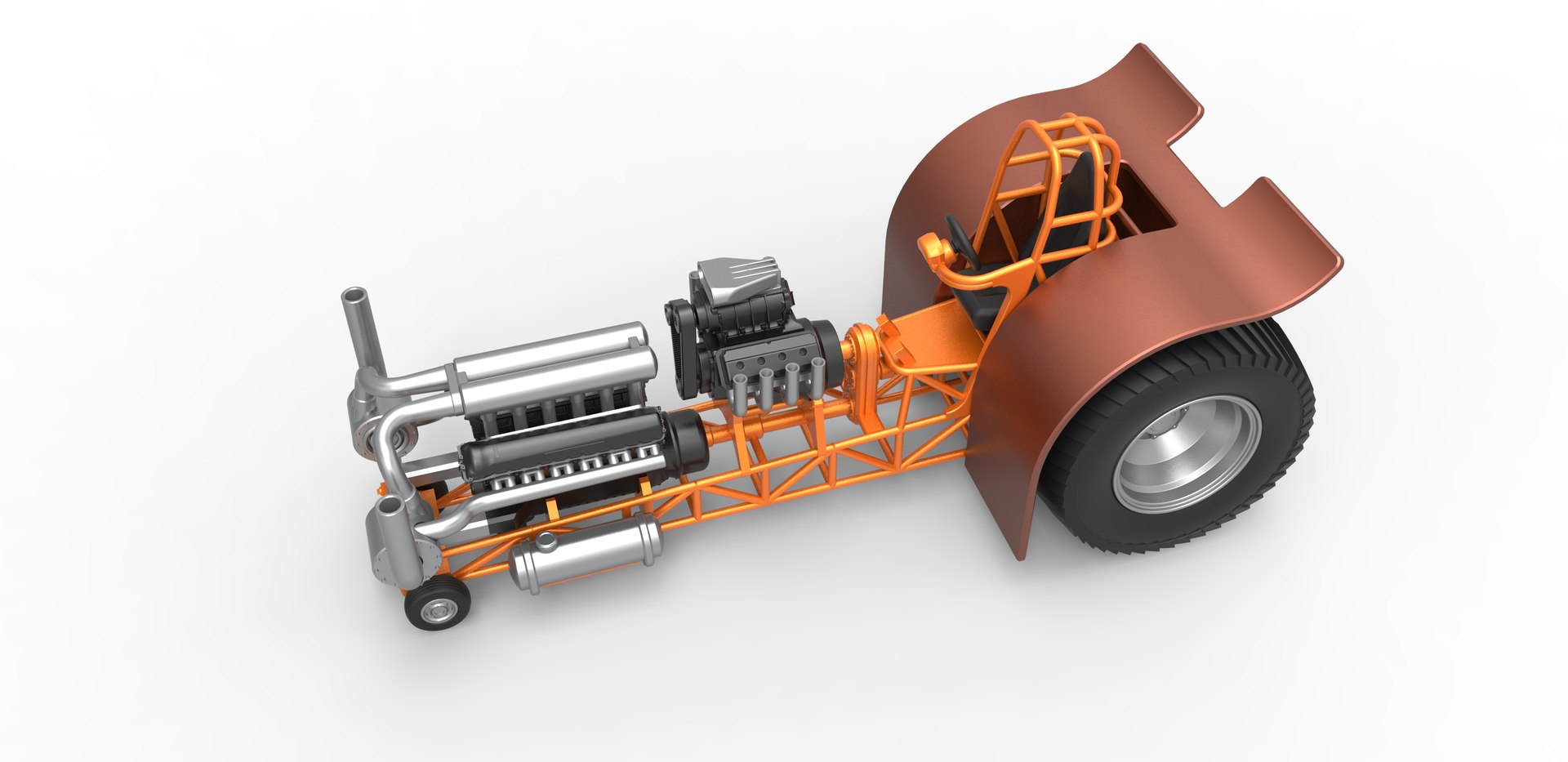 Diecast Pulling Tractor With V12 And V8 Engines Scale 1 To 25 3D Model ...