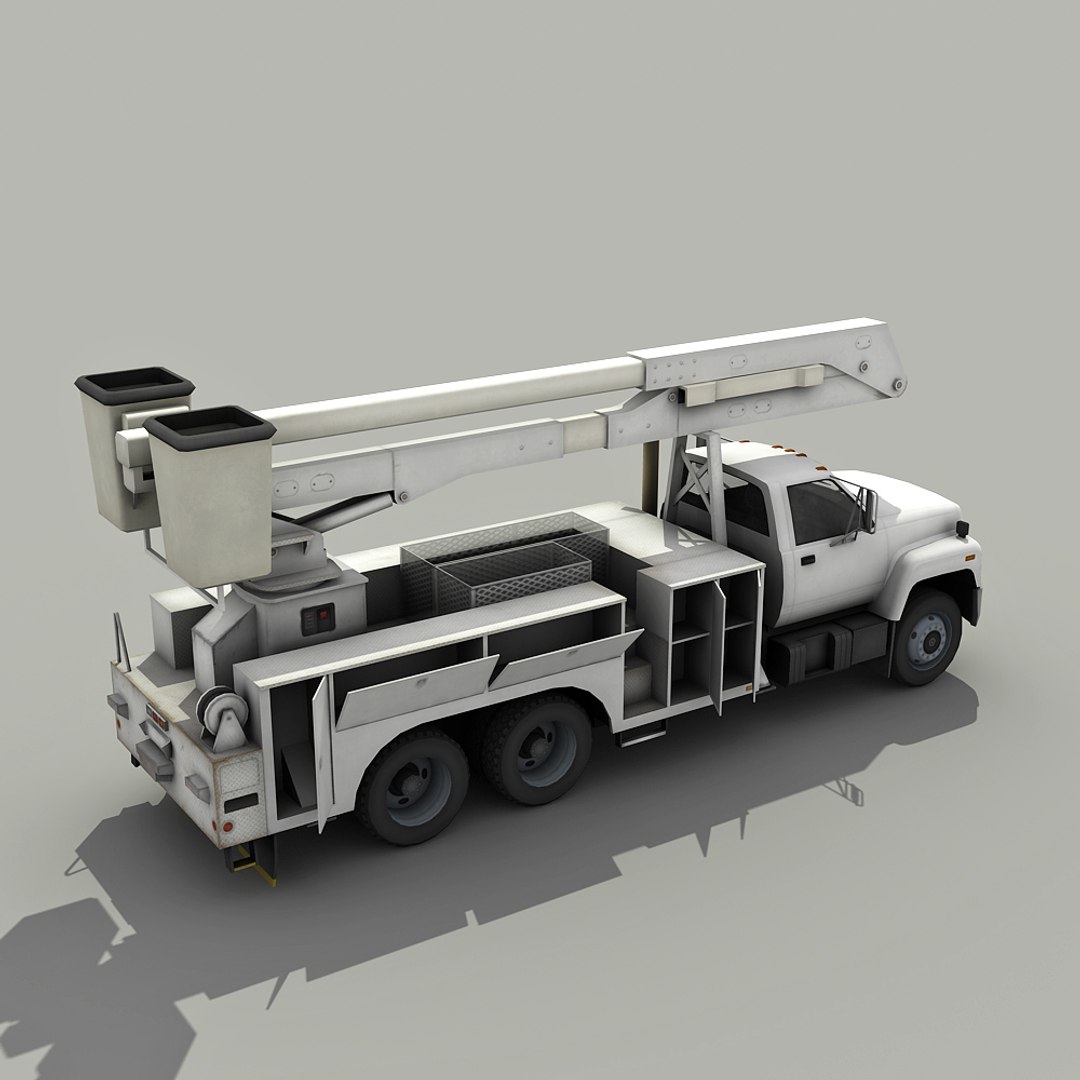 3d Utility Bucket Truck Crane Model