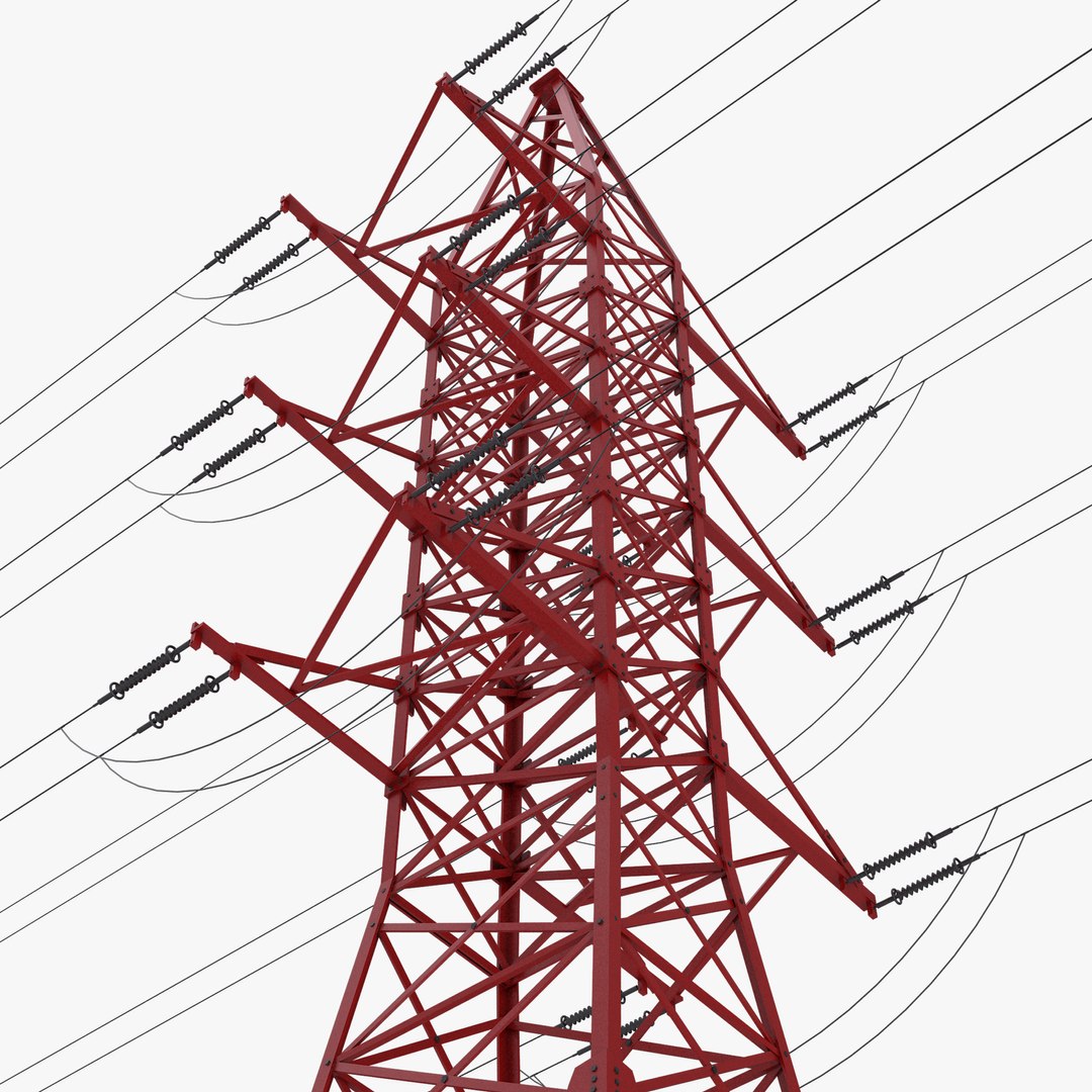 3D Electric Power Tower - Red model - TurboSquid 1910099
