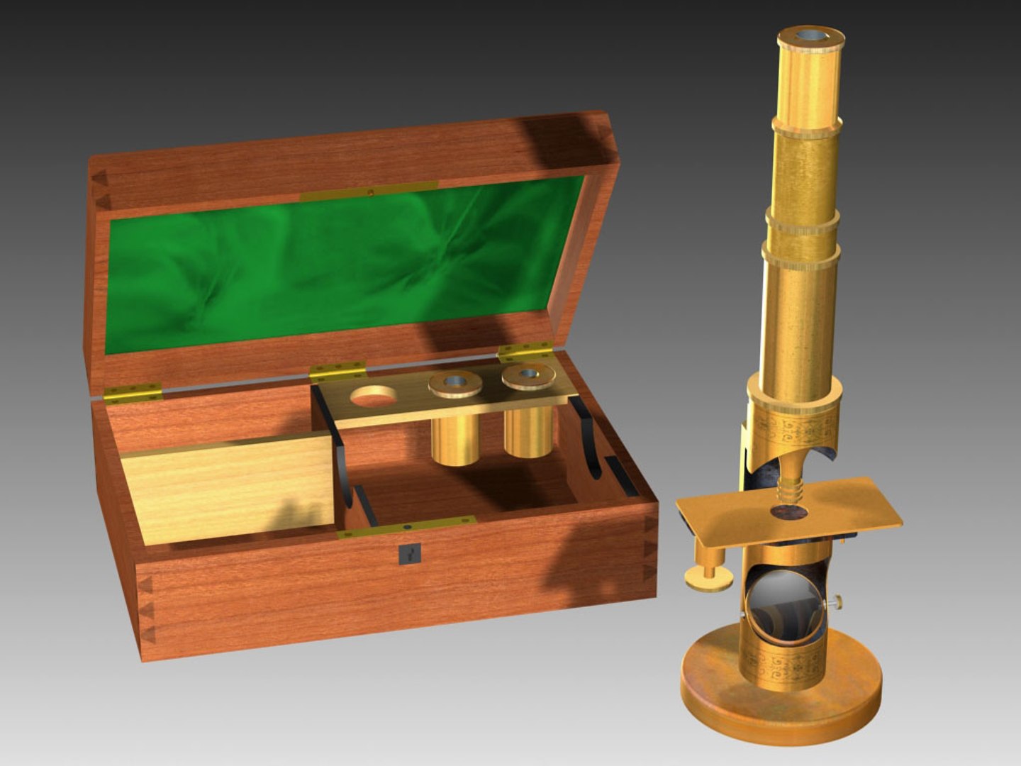 1855 French Microscope 3d Model
