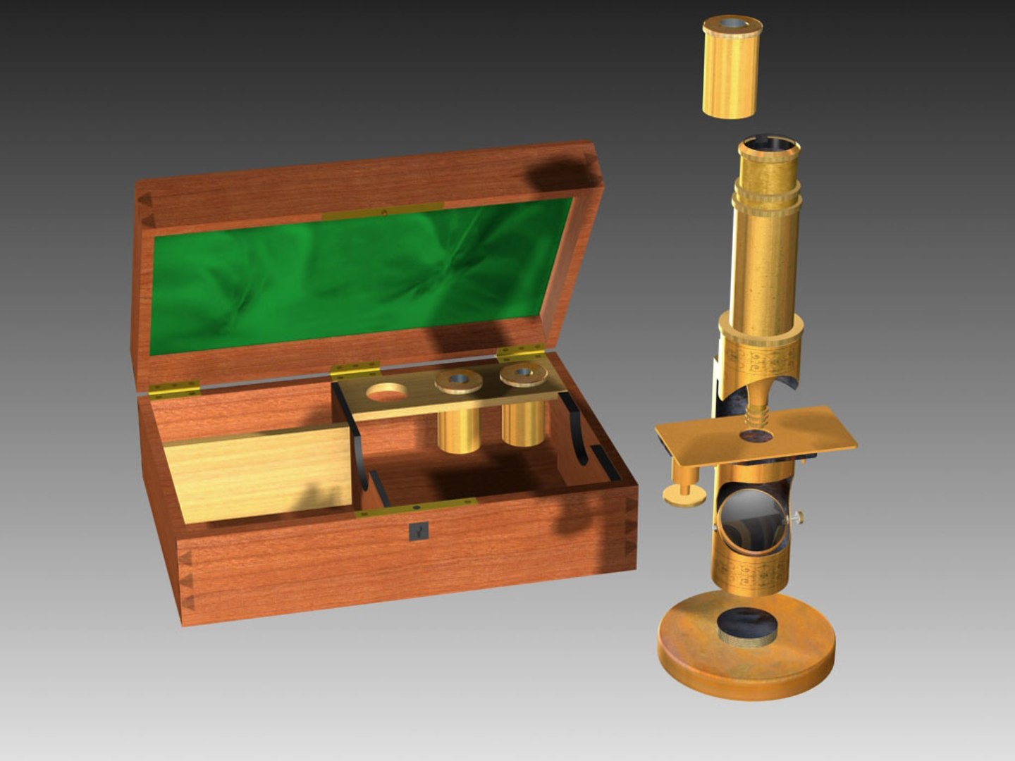 1855 French Microscope 3d Model