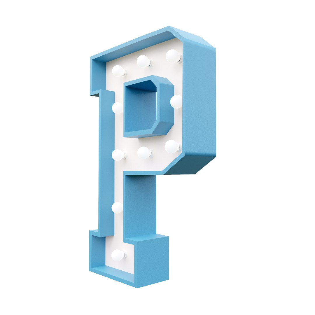 3D Marquee Letter P Glow Sign 3dmodel - TurboSquid 1975494