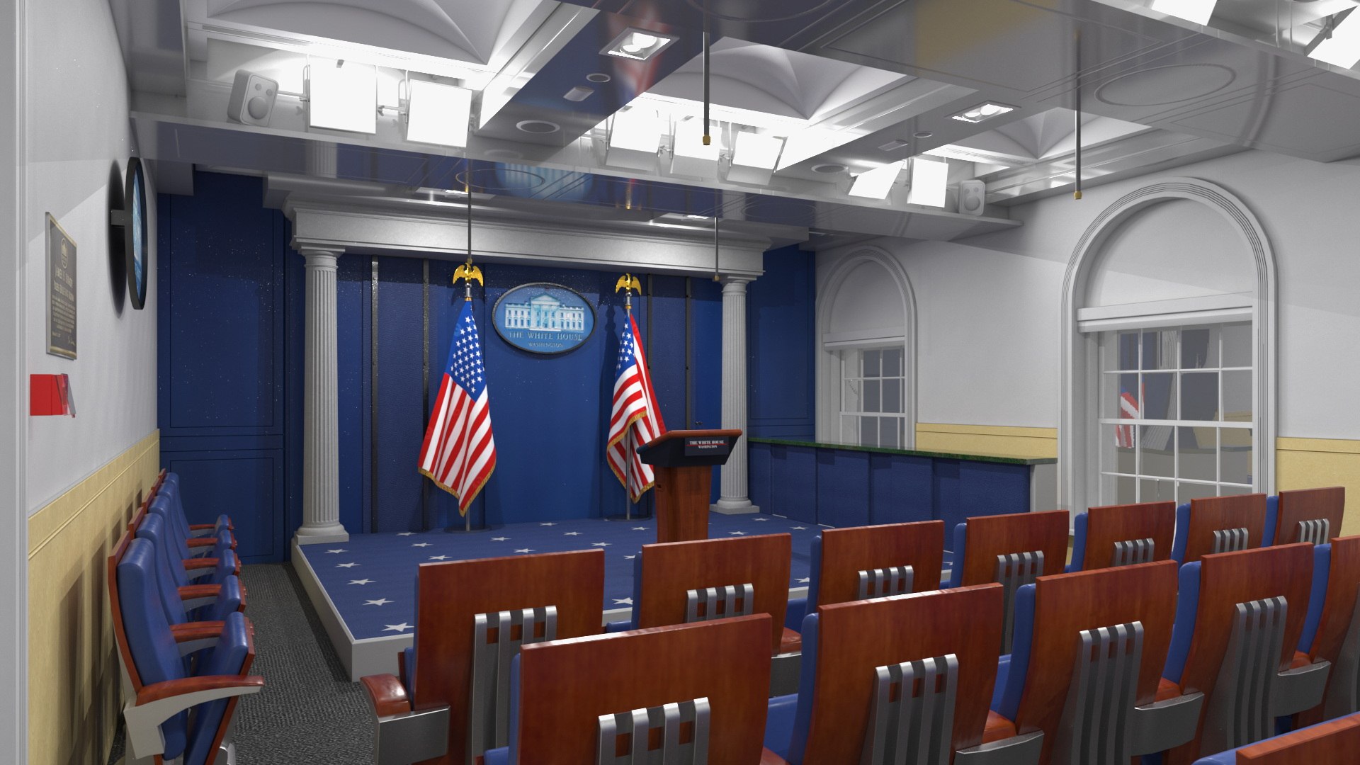 White House Press Room 3D model - TurboSquid 2136251