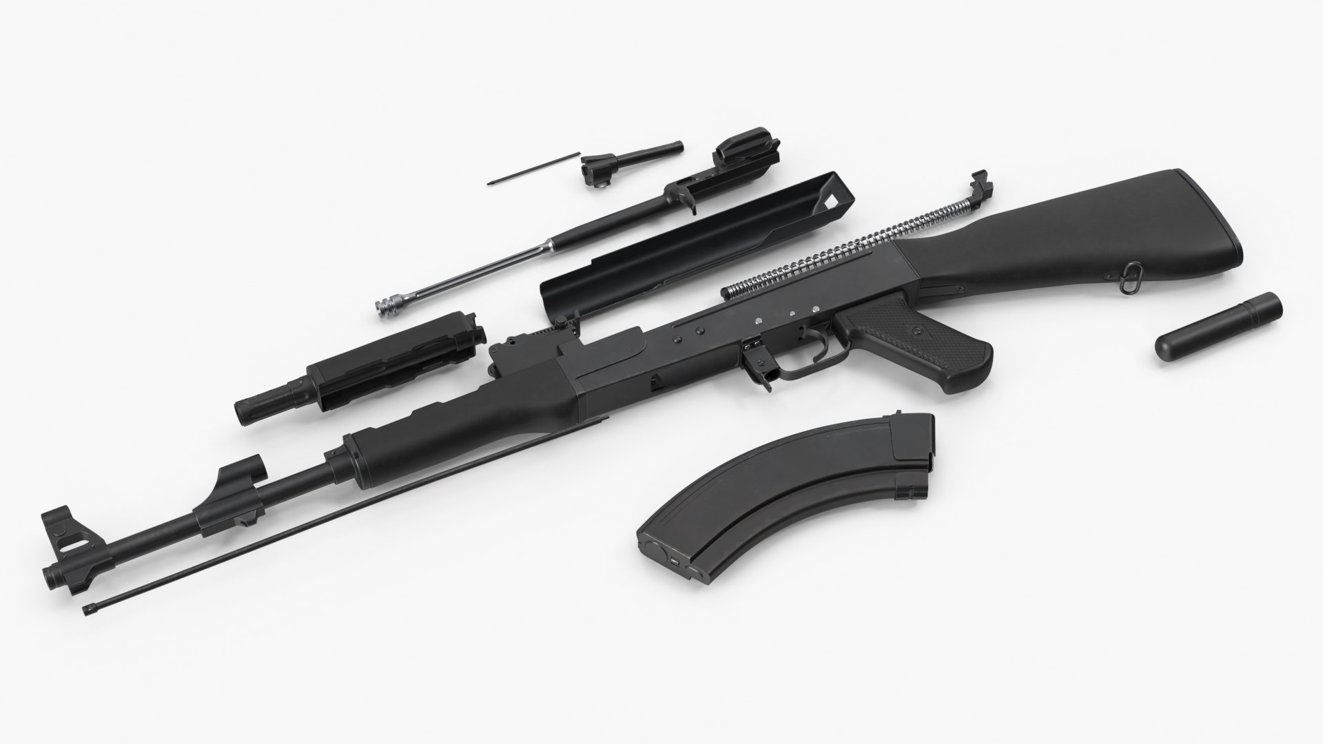 3D AK 47 Disassembled Black Plastic Model - TurboSquid 2388729