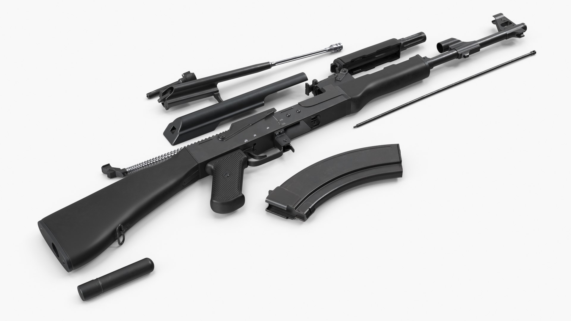 3D AK 47 Disassembled Black Plastic Model - TurboSquid 2388729