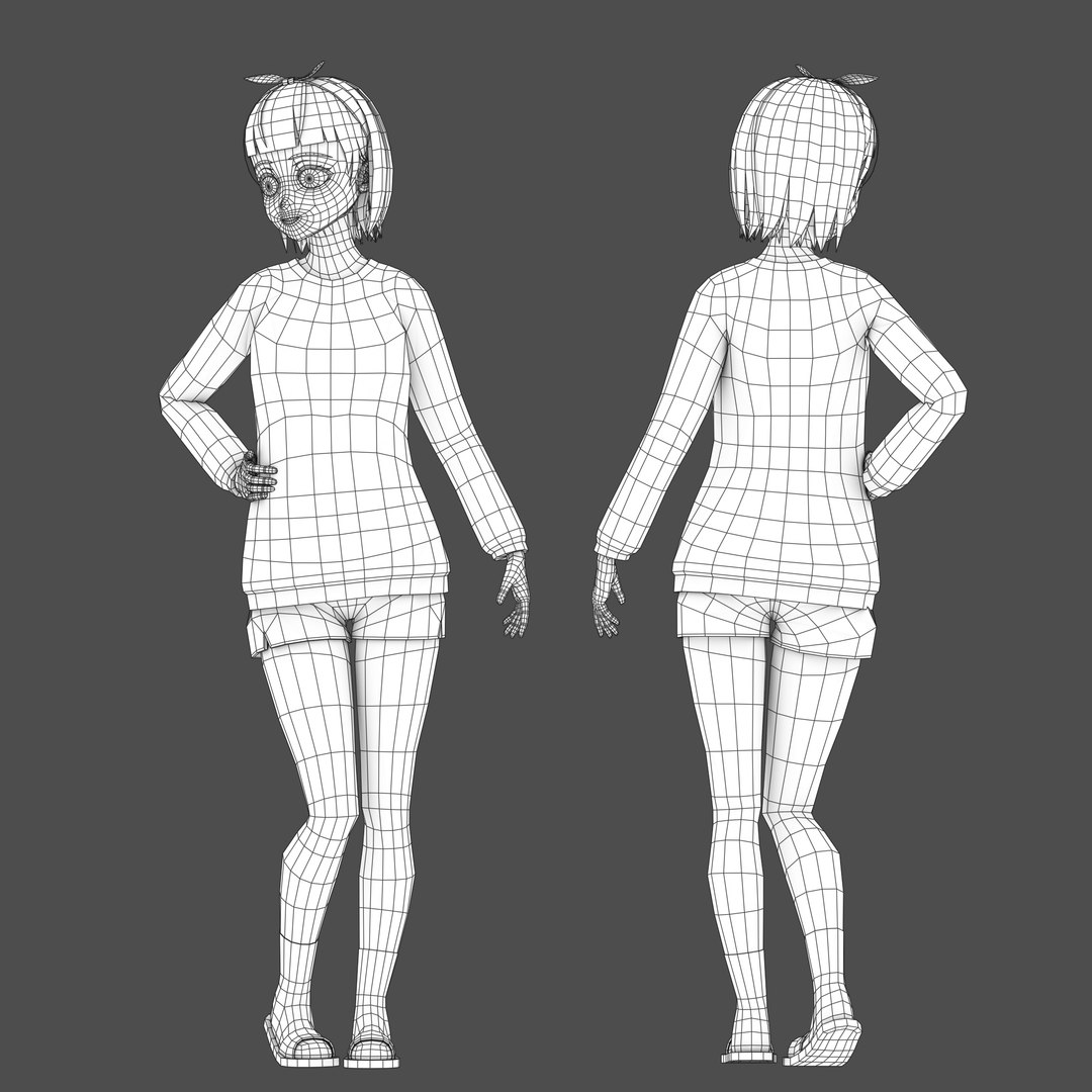 Clothes Switchable Anime Girl 3D Model - TurboSquid 1848245