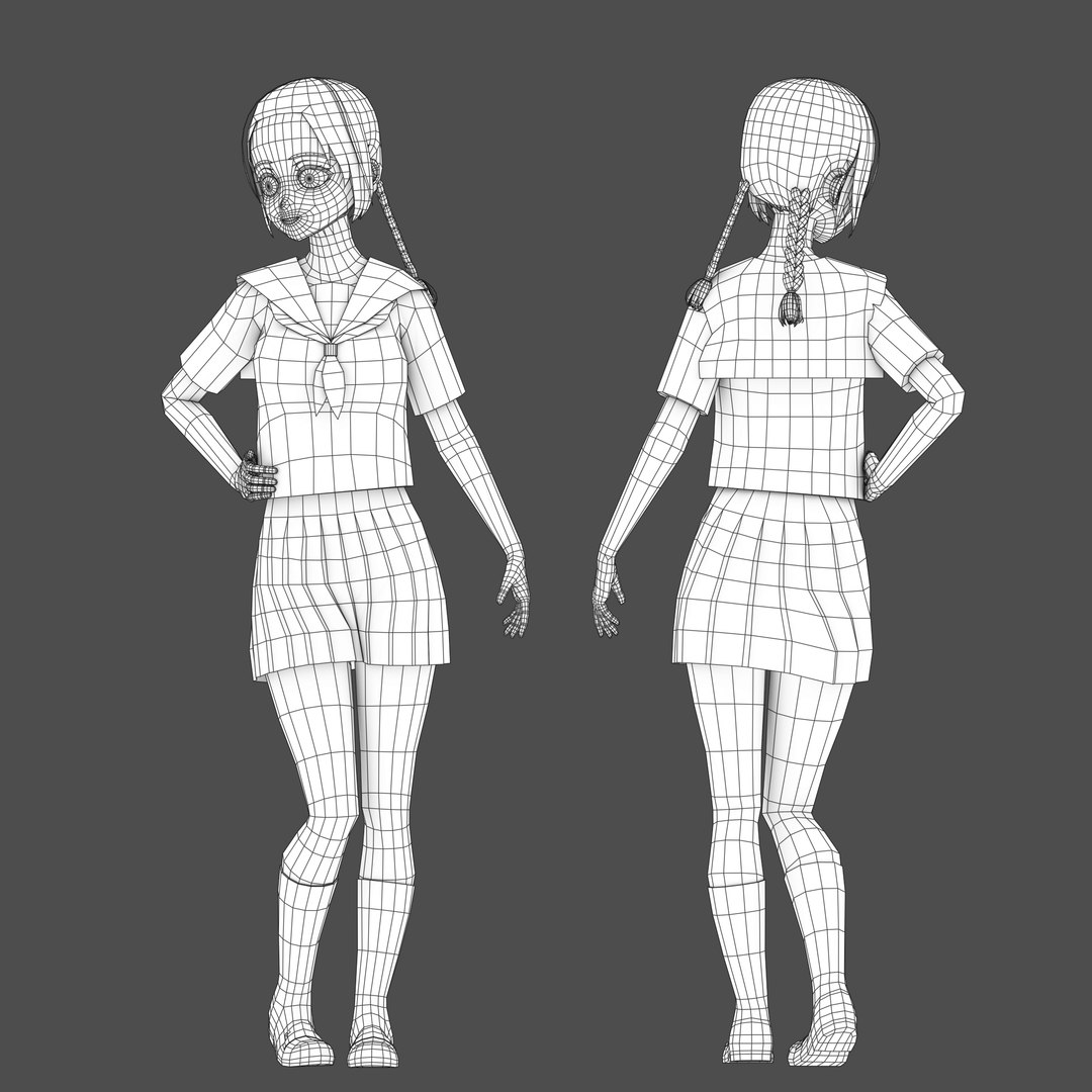 Clothes Switchable Anime Girl 3D Model - TurboSquid 1848245