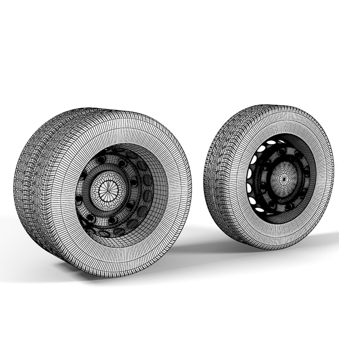 3d Model Heavy Truck Wheel Set