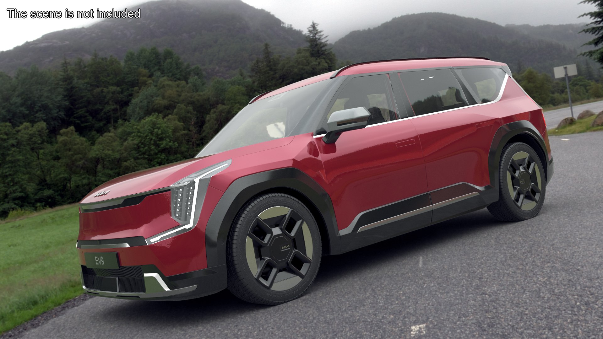 3D EV9 KIA Electric SUV Red Rigged For Cinema 4D Model - TurboSquid 2368770