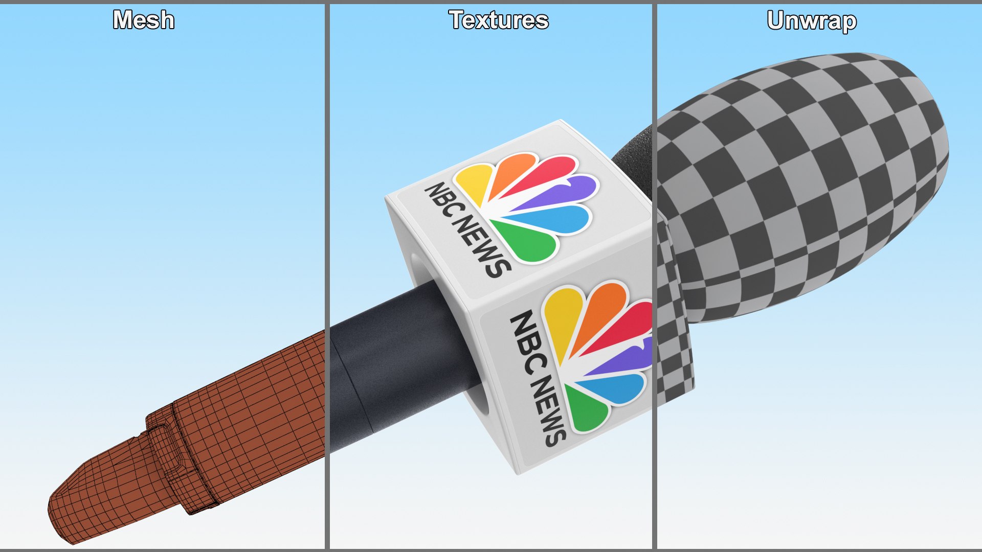 NBC News Interview Mic Wireless Square 3D - TurboSquid 2169083