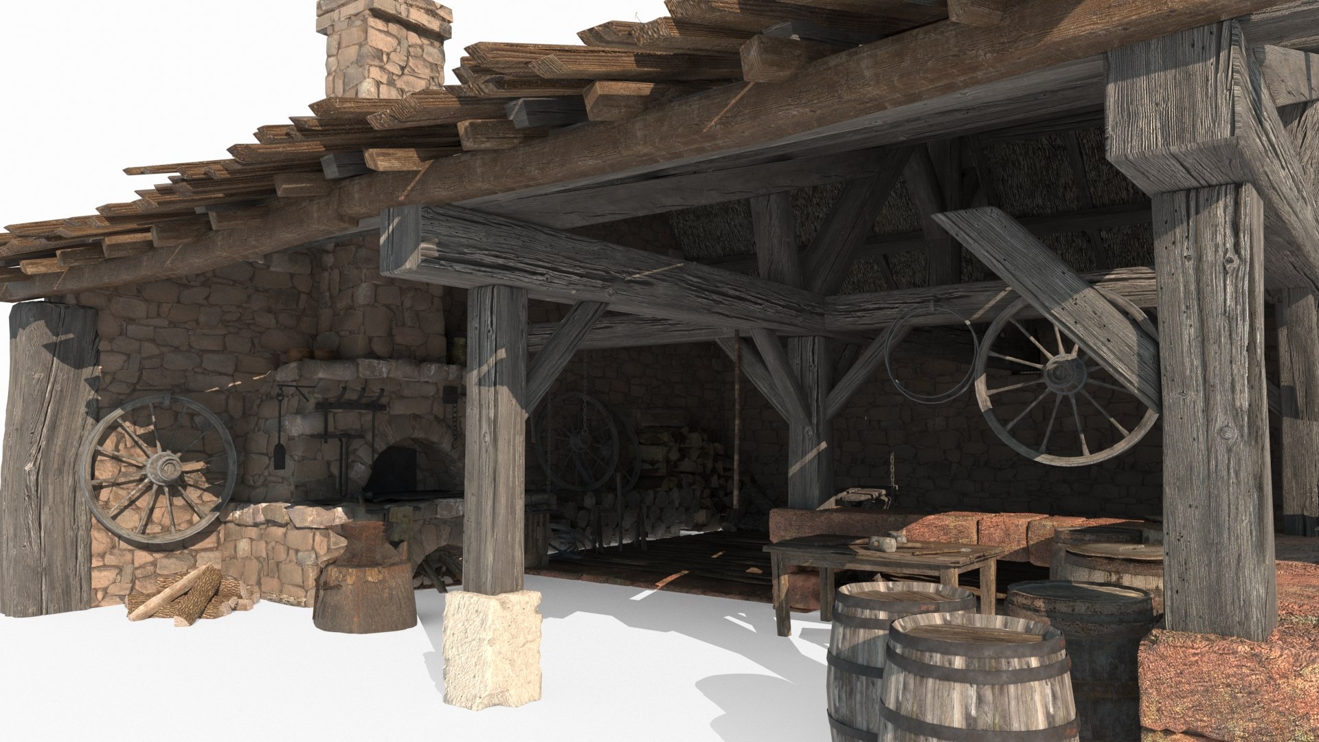 3D Medieval Architecture Craftsman Workshop - TurboSquid 2381809