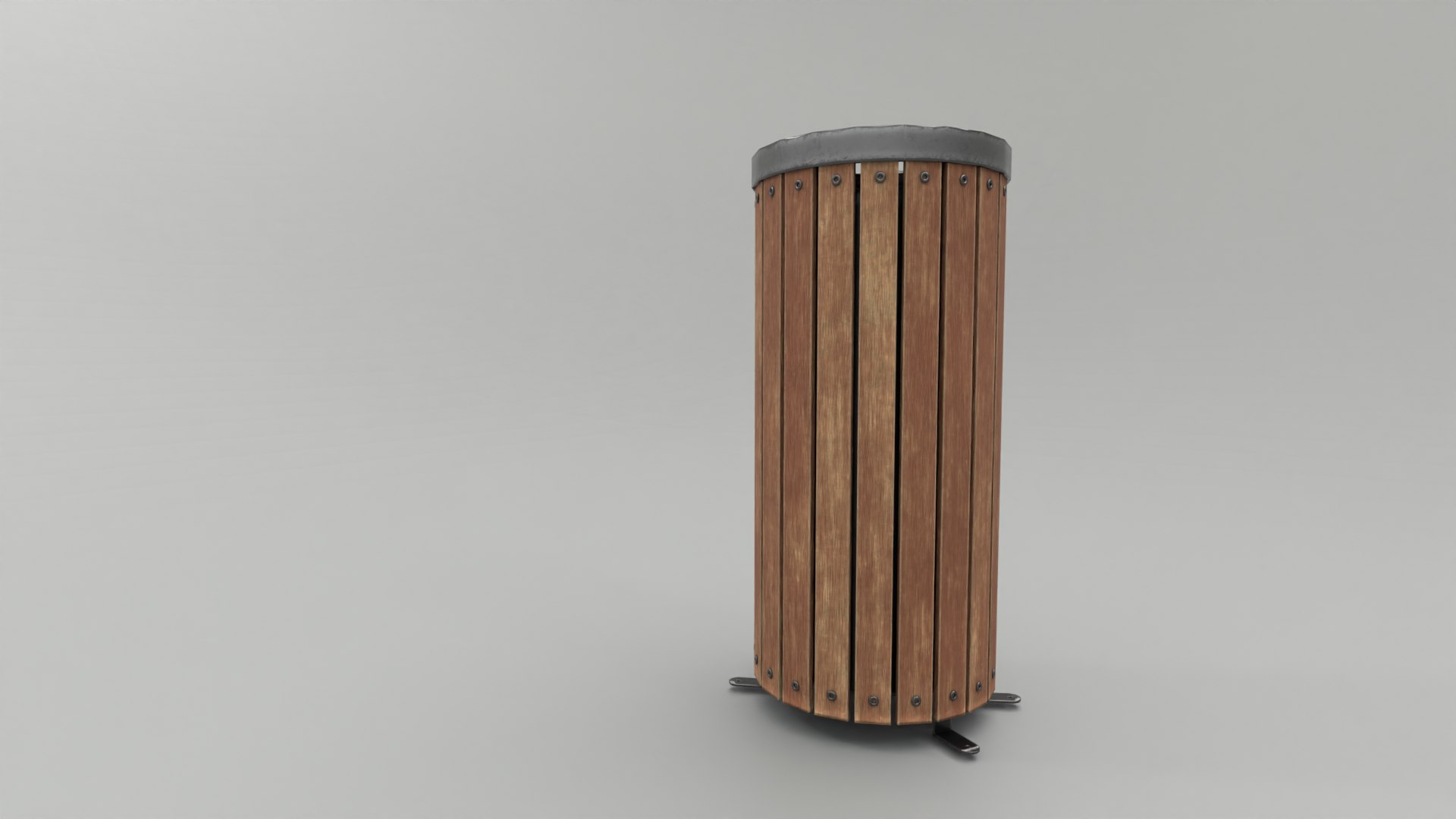 3D Modern Timber Street Bin Vol 08 - 4K Textures Game-Ready PBR Model ...