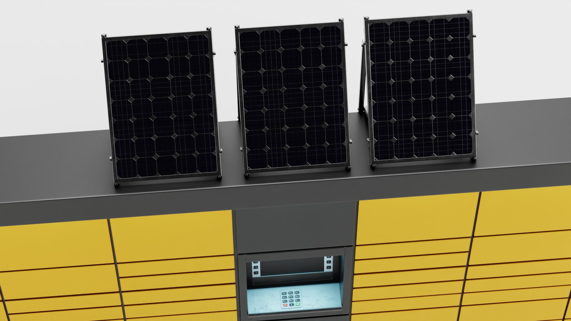 Parcel Lockers With Solar Panels Model - TurboSquid 2135053