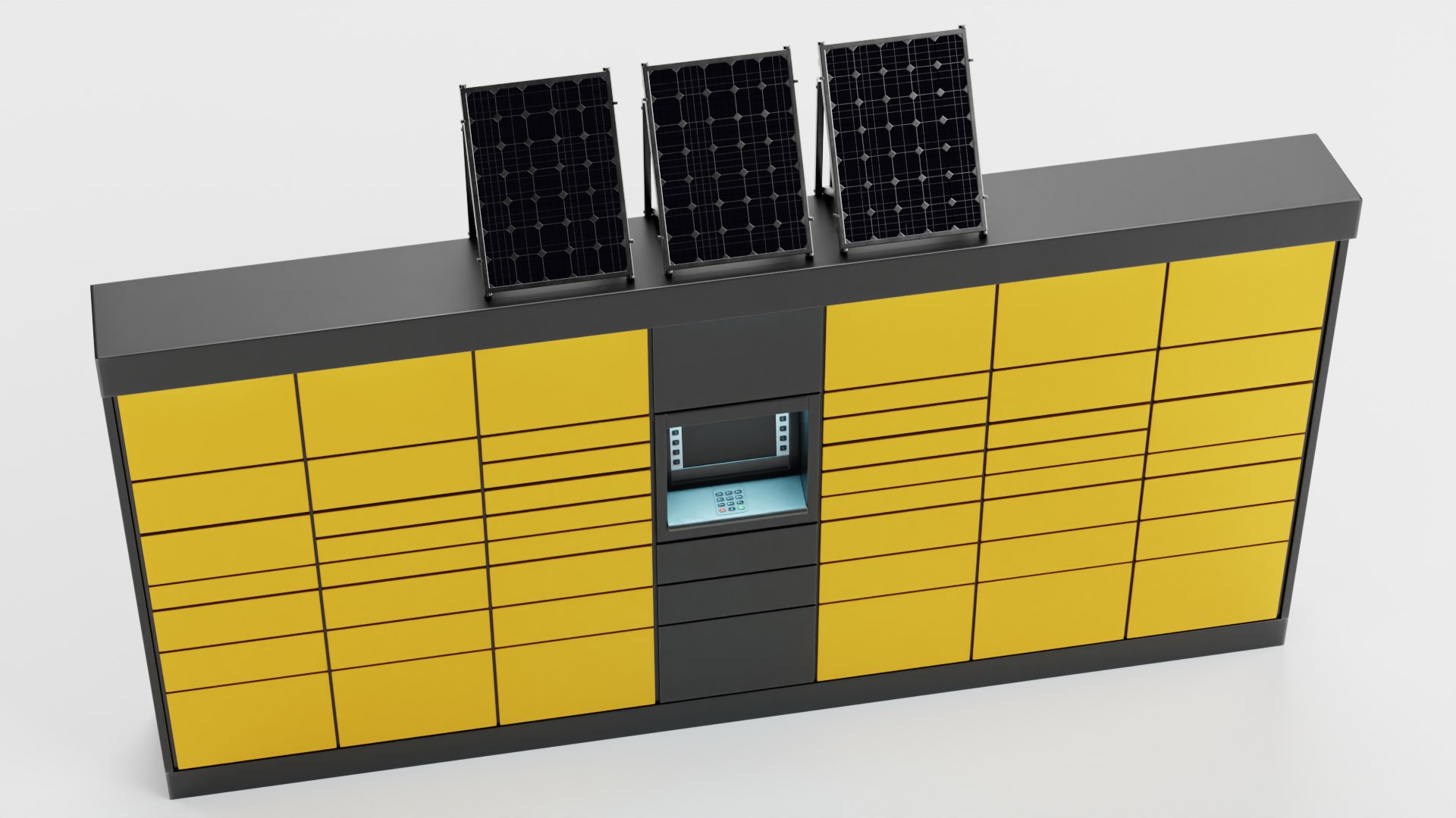 Parcel Lockers With Solar Panels Model - TurboSquid 2135053