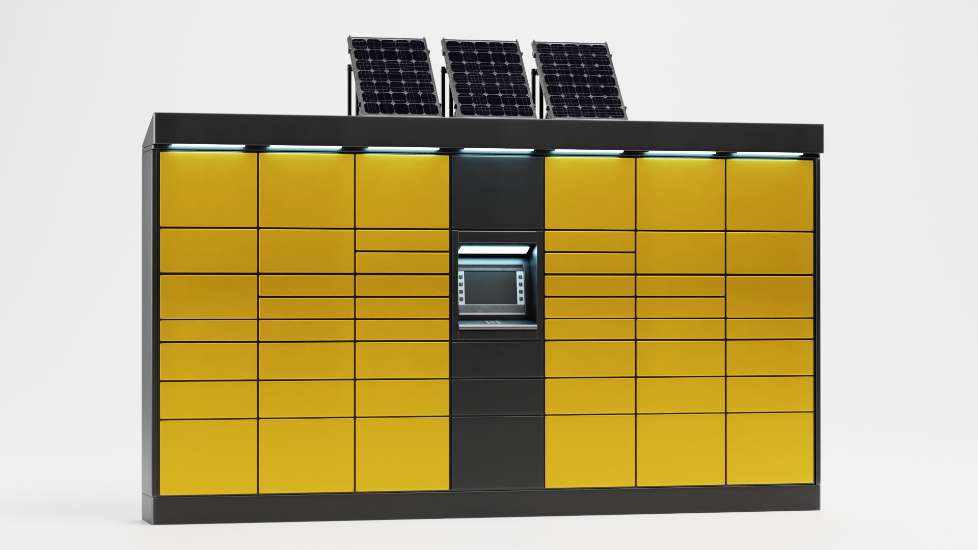 Parcel Lockers With Solar Panels Model - TurboSquid 2135053