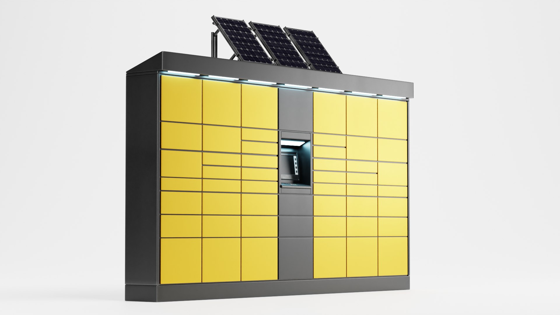 Parcel Lockers With Solar Panels Model - TurboSquid 2135053