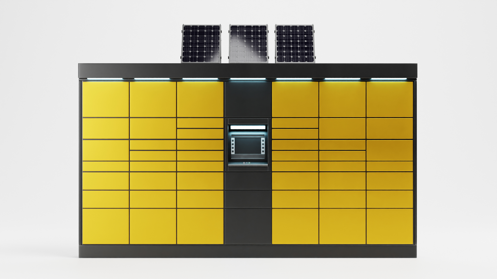 Parcel Lockers With Solar Panels Model - TurboSquid 2135053