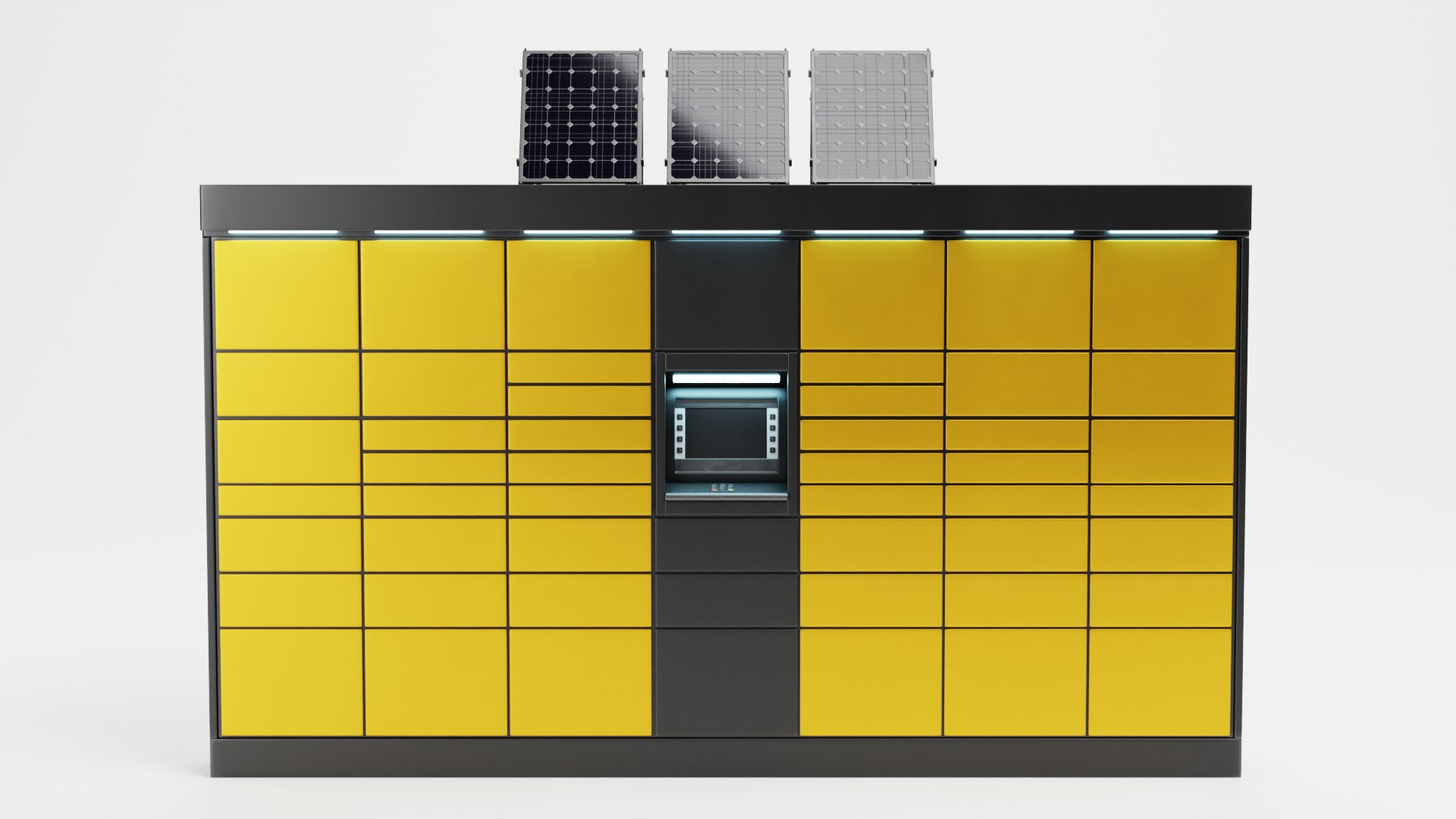Parcel Lockers With Solar Panels Model - TurboSquid 2135053