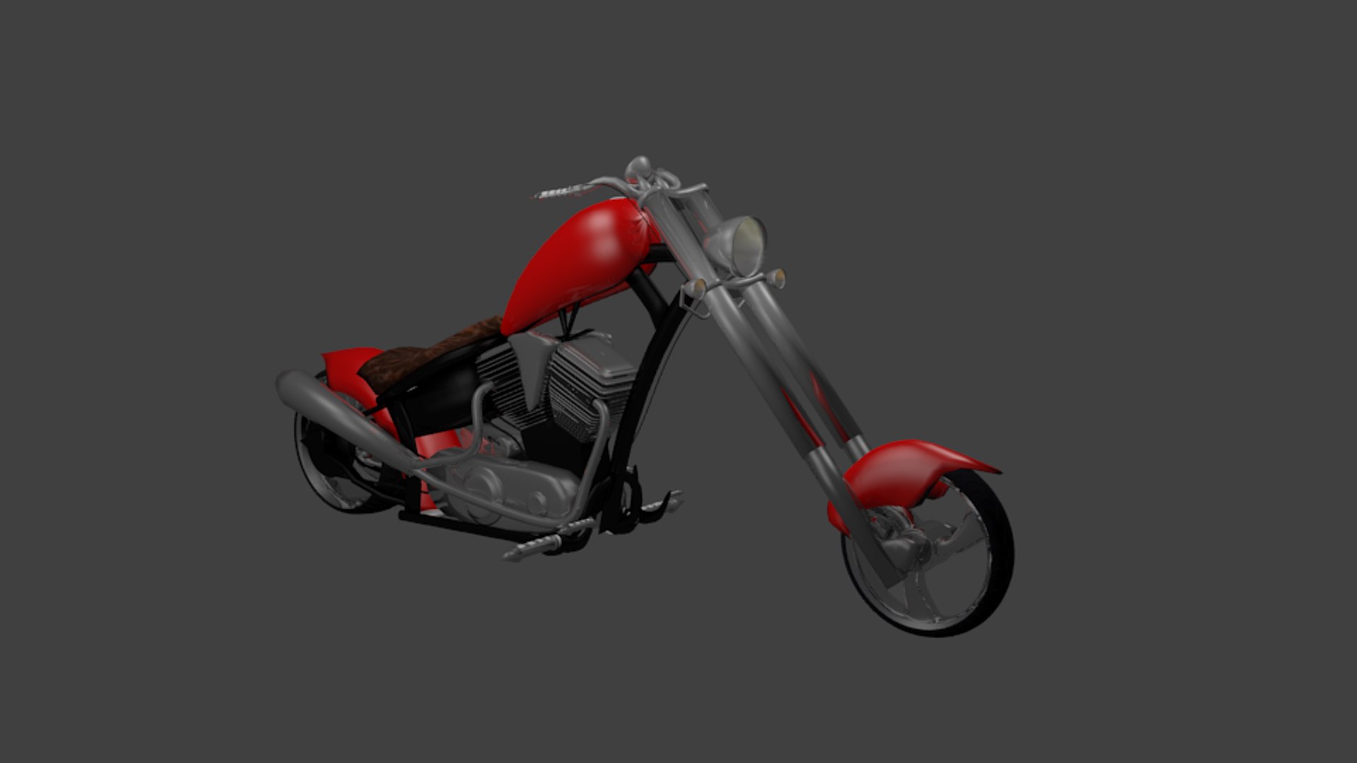 3d Red Chopper Motorcycle