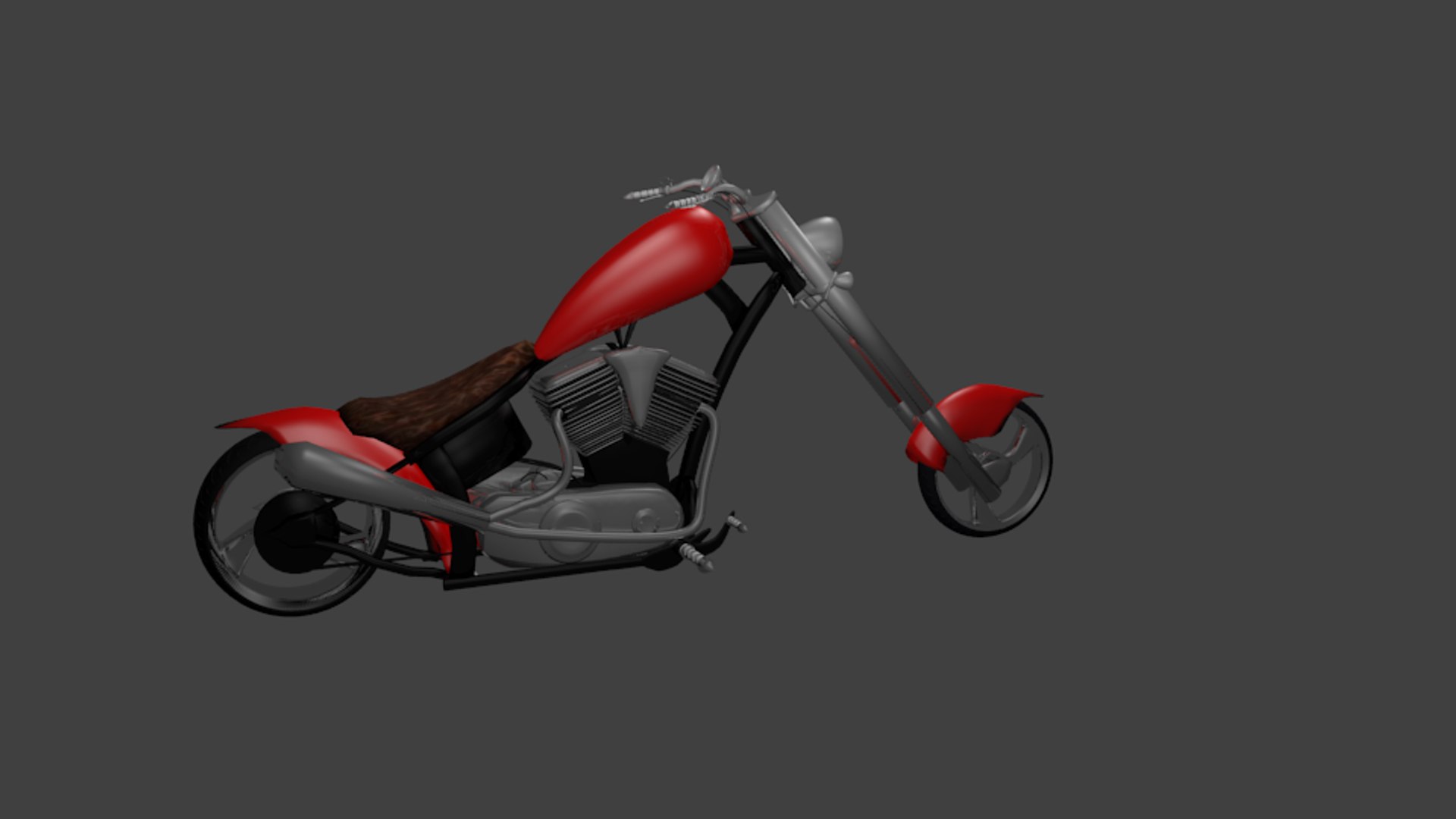 3d Red Chopper Motorcycle