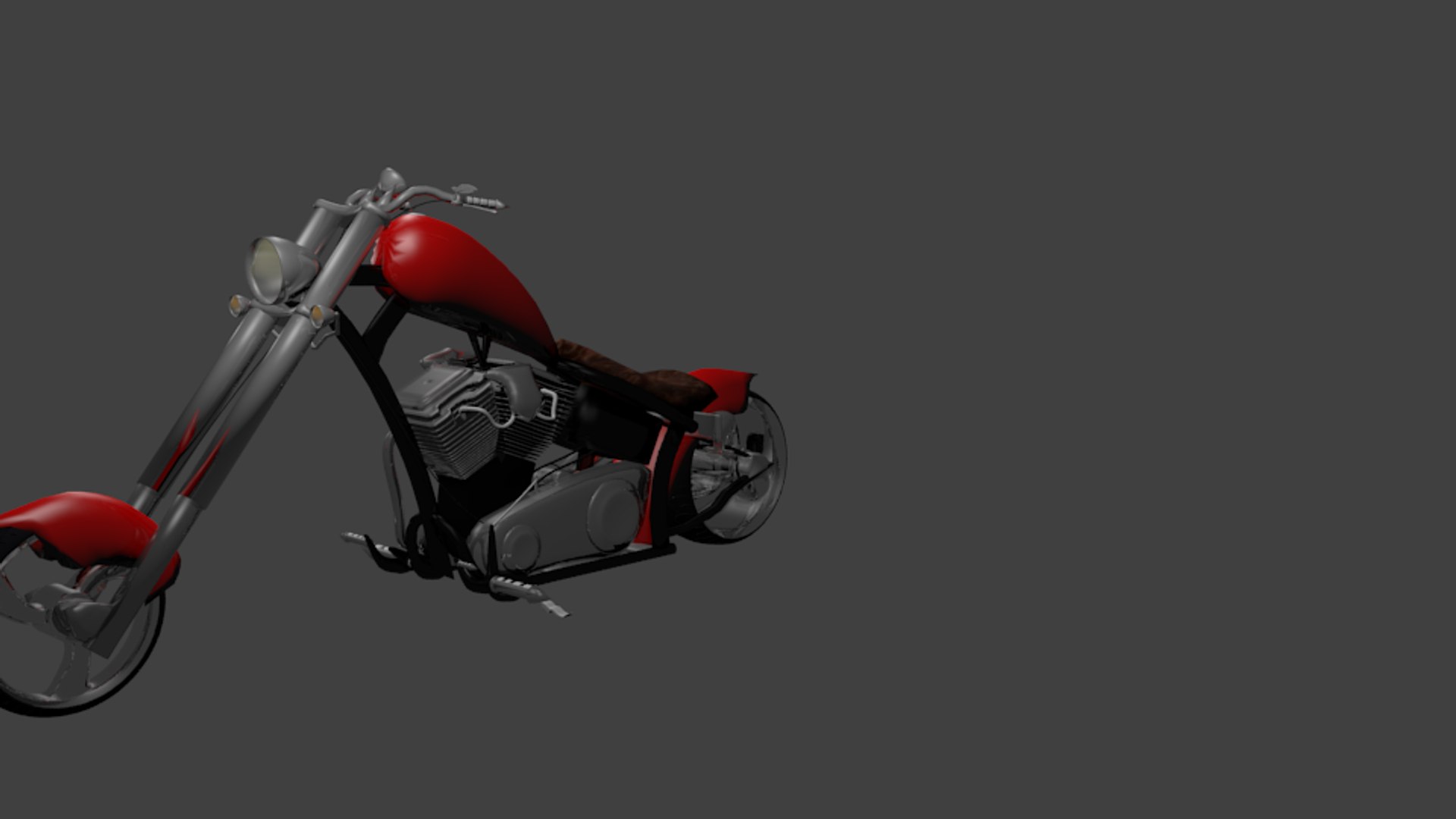 3d Red Chopper Motorcycle