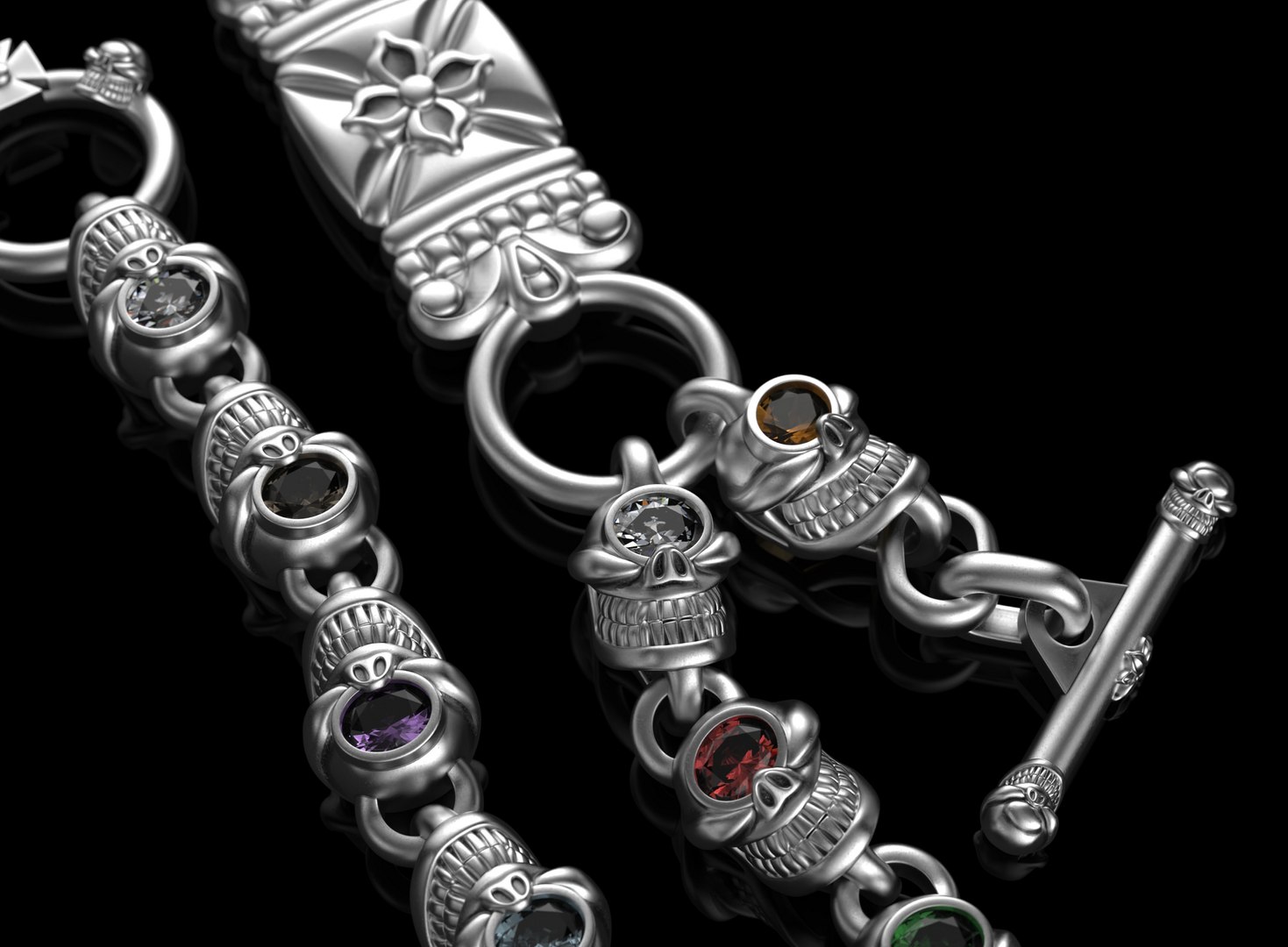 Jewelry Skeleton Bracelet with Crown 0324 Skull Bracelet 3D model ...