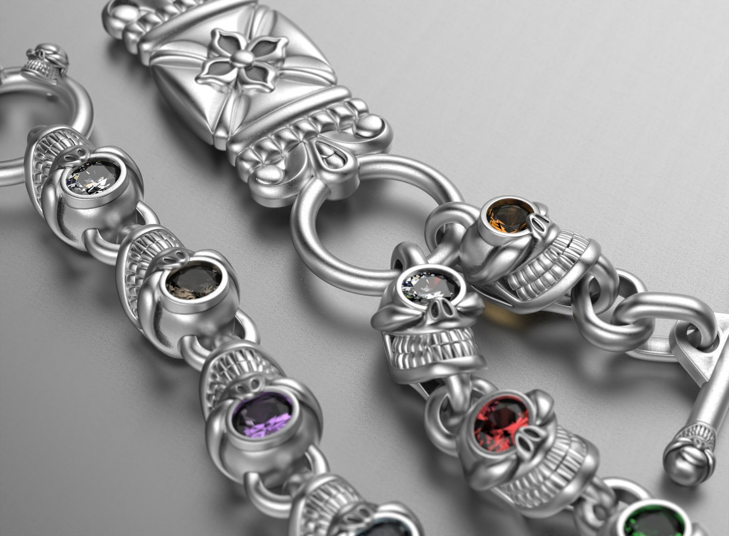 Jewelry Skeleton Bracelet With Crown 0324 Skull Bracelet 3D Model ...