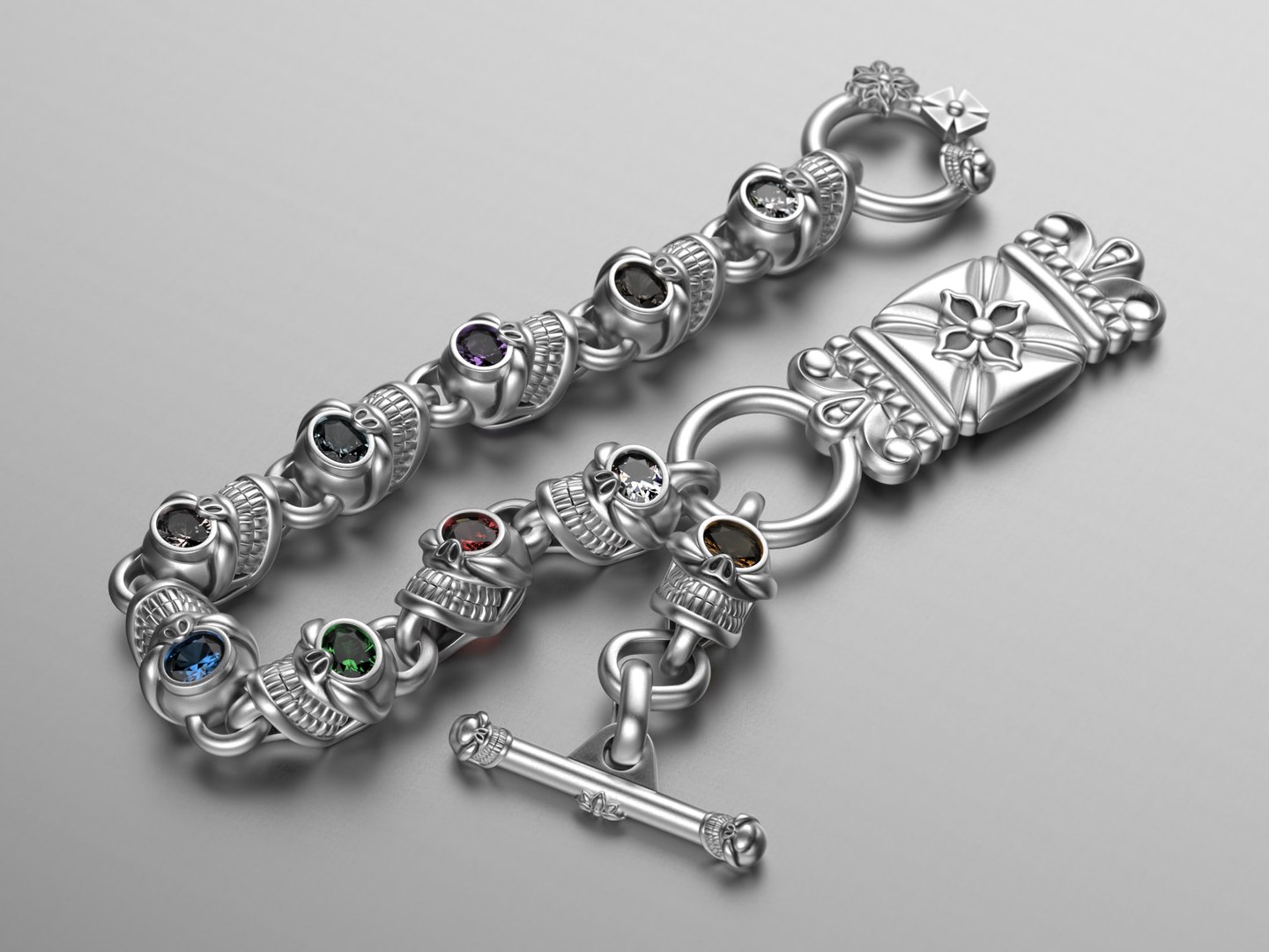 Jewelry Skeleton Bracelet With Crown 0324 Skull Bracelet 3D Model ...