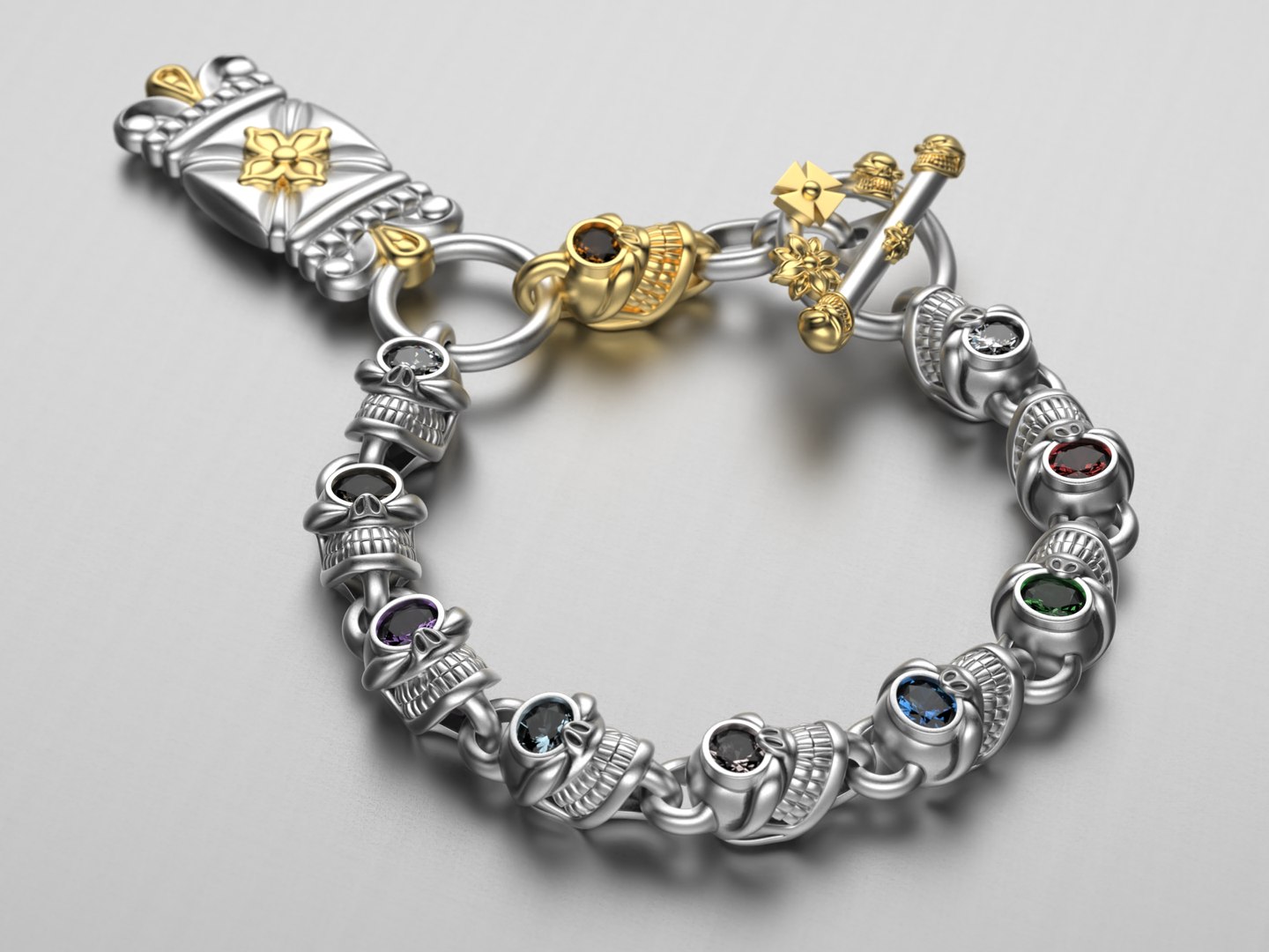 Jewelry Skeleton Bracelet With Crown 0324 Skull Bracelet 3D Model ...