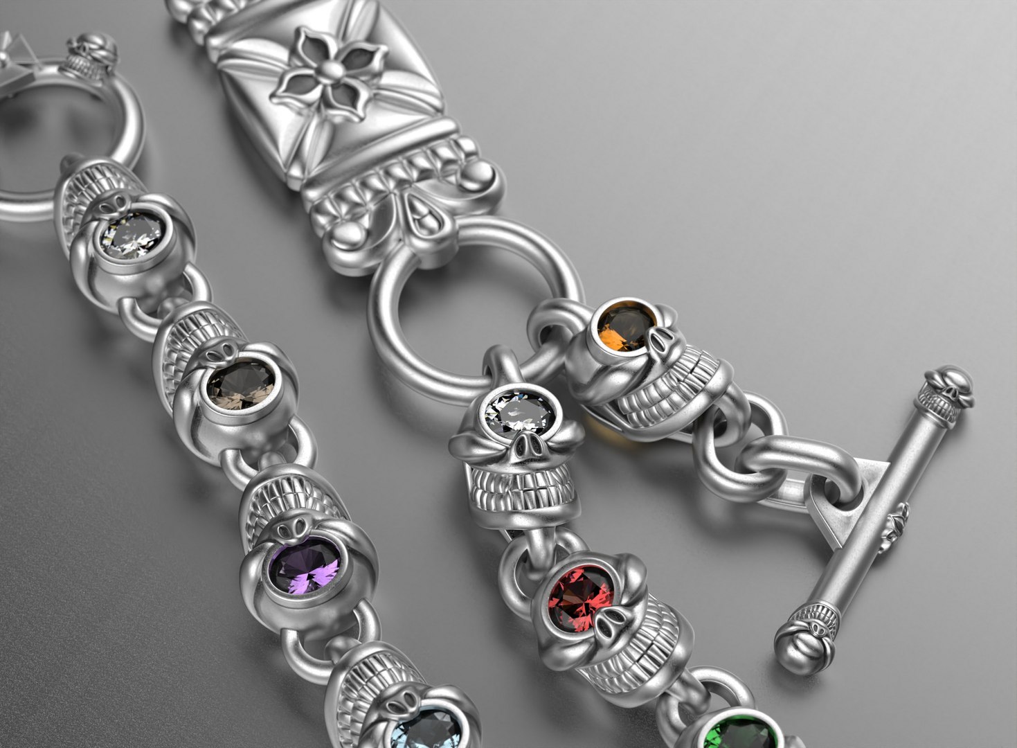 Jewelry Skeleton Bracelet With Crown 0324 Skull Bracelet 3D Model ...