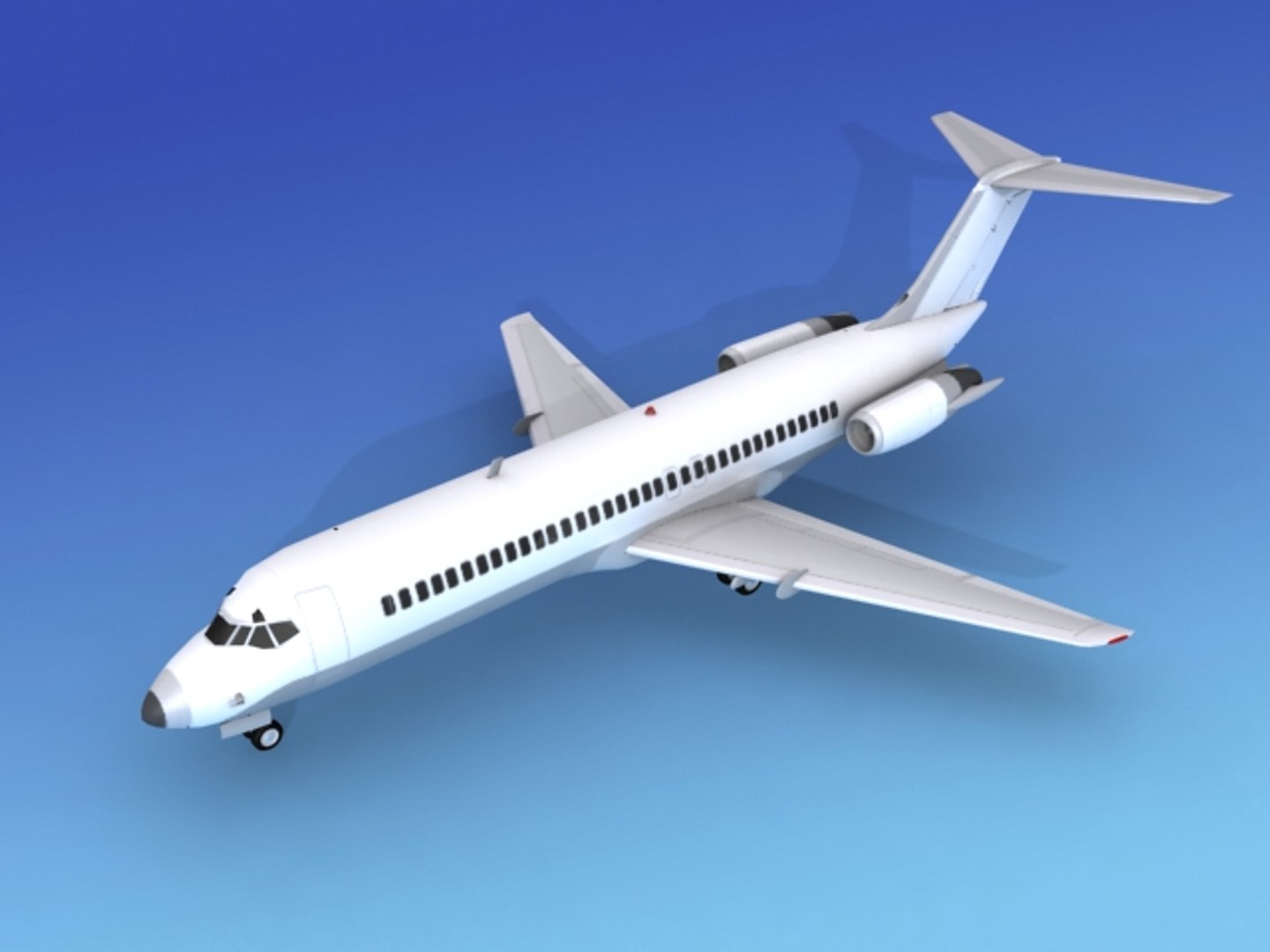 Dc-9 Commercial Airliner 3d Model